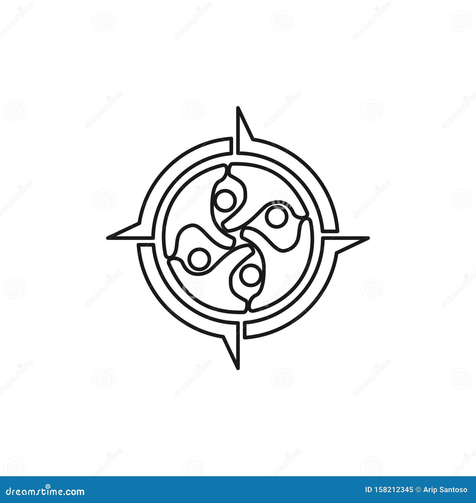 Adventure Compass Commitment Teamwork Together Outline Logo Stock ...