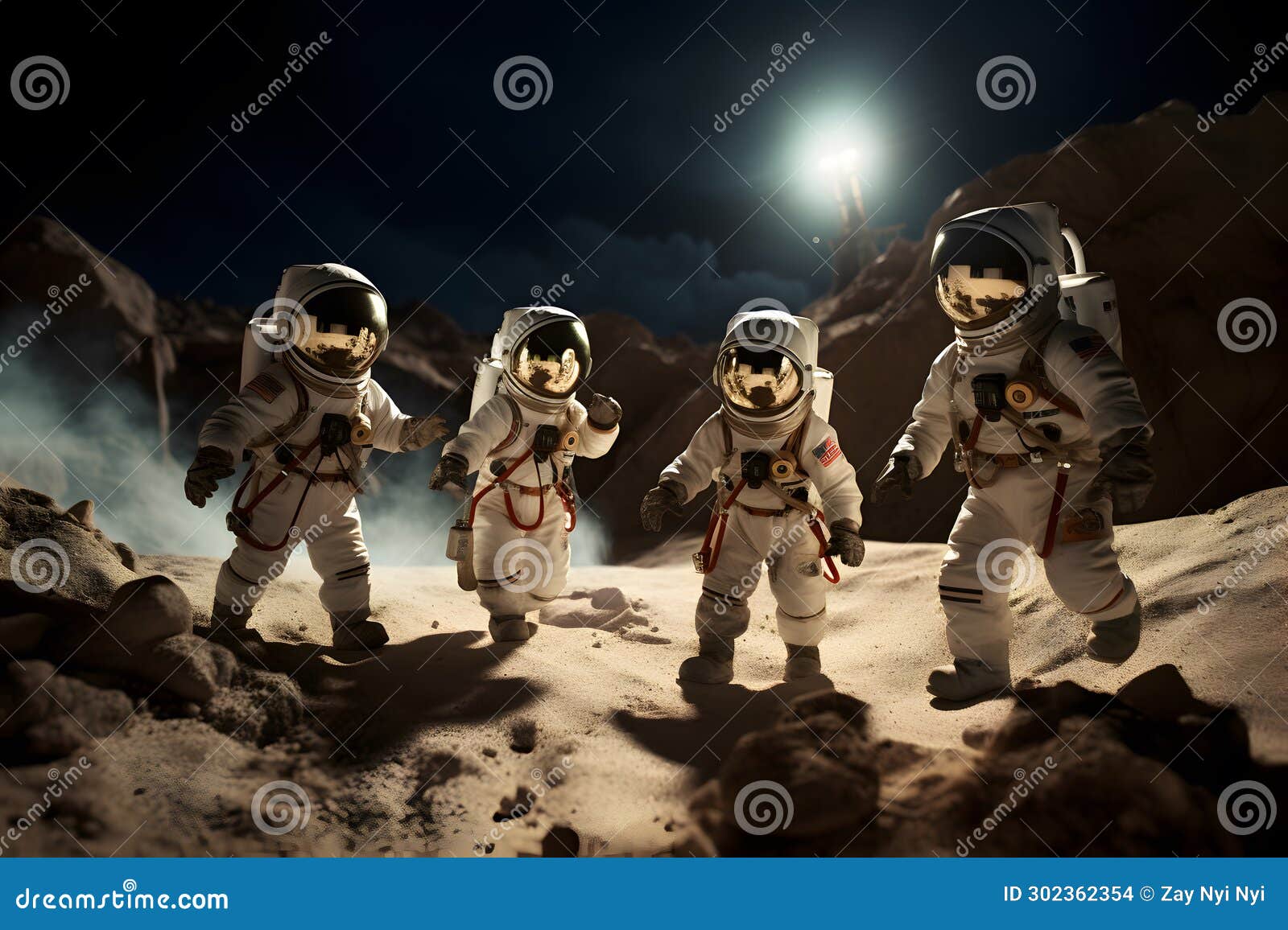 Adventure of Cute Spacemen or Astronauts on Mars AI Generative Stock ...