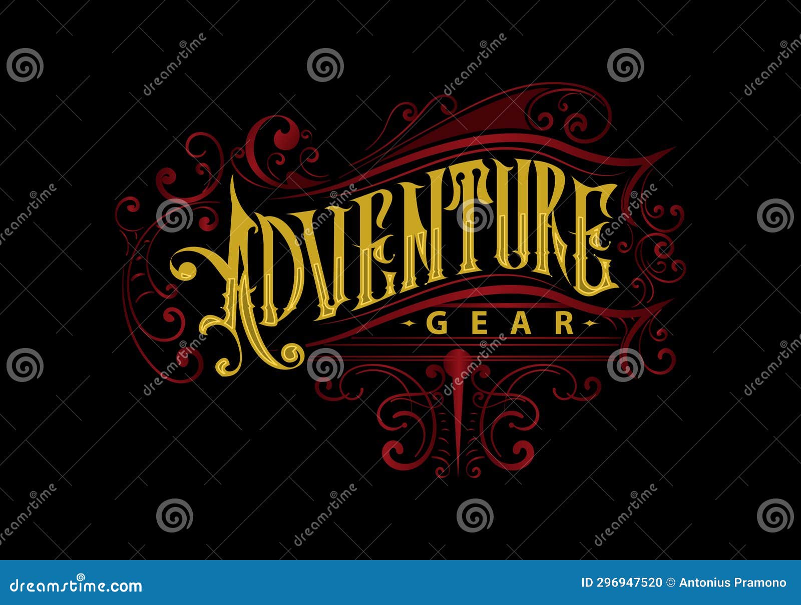 ADVENTURE GEAR Word Lettering Custom Design Stock Illustration ...
