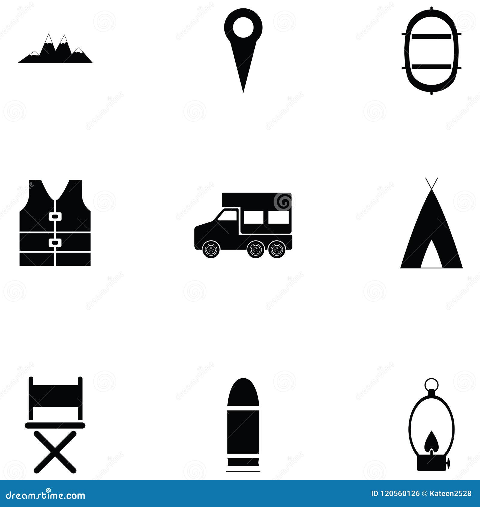 Adventure icon set stock vector. Illustration of sign - 120560126