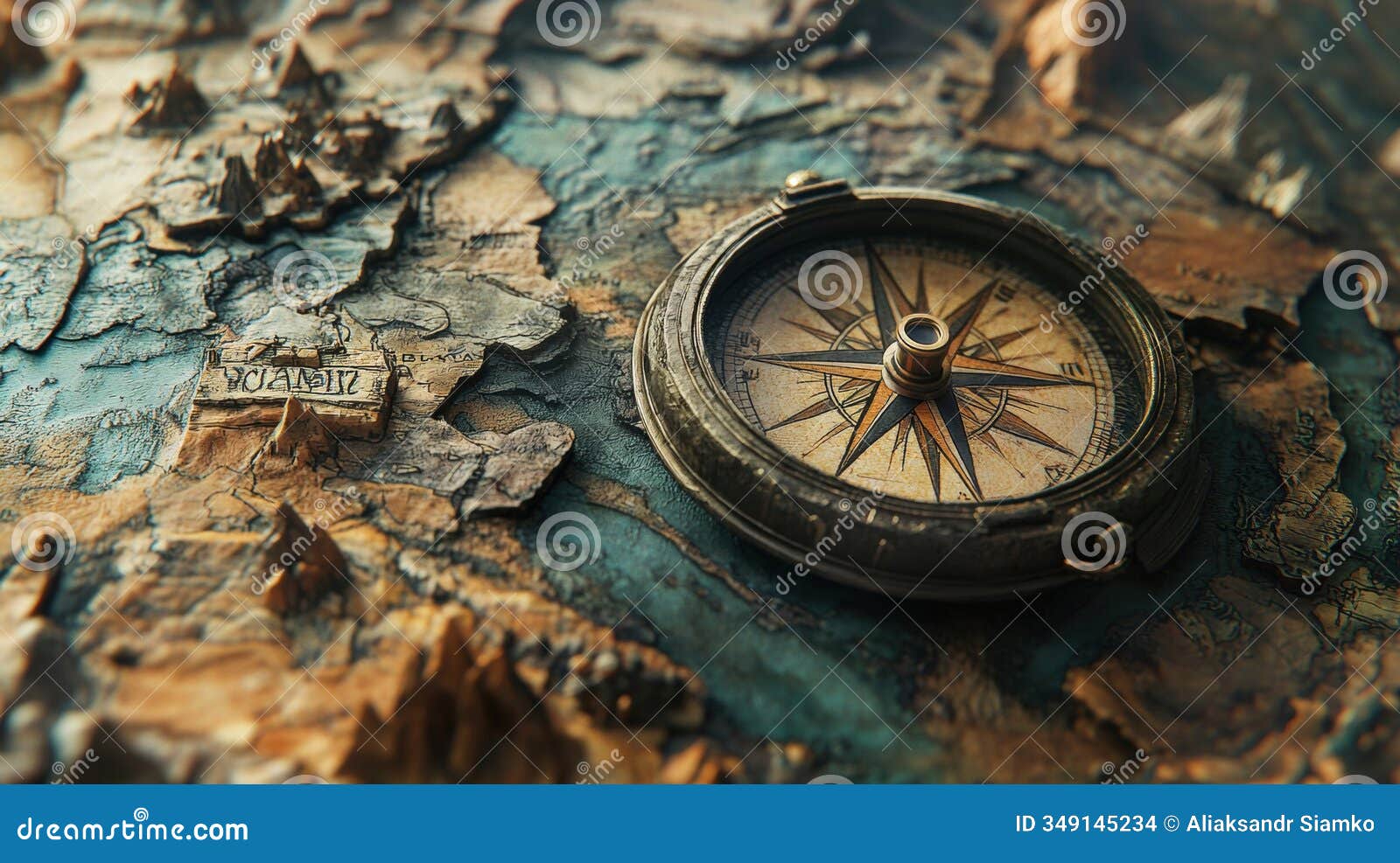 Adventure-inspired Image of a Magnetic Compass on a Map Stock ...