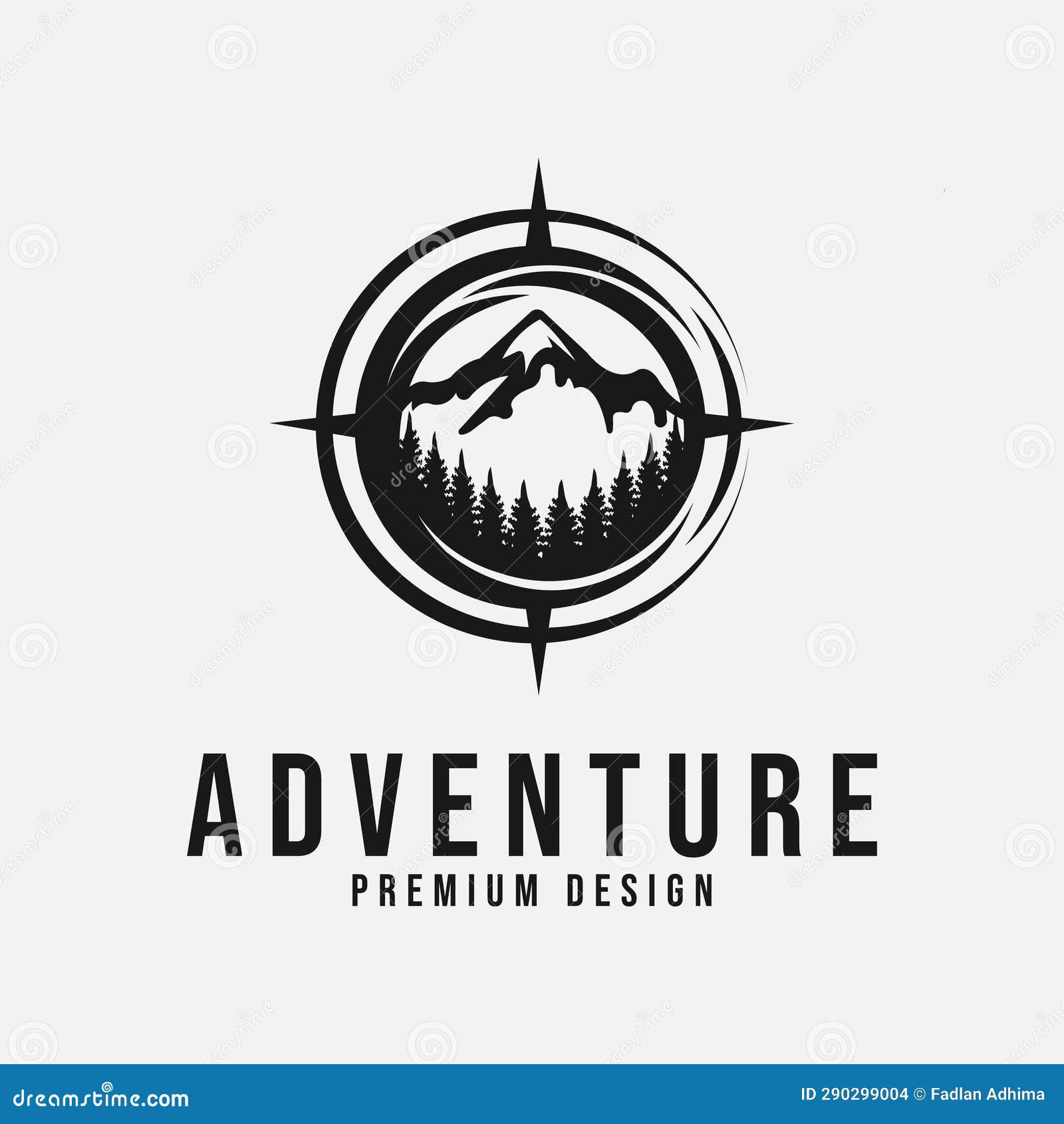 Adventure Logo Design Inspiration with Compass, Forest and Mountain ...