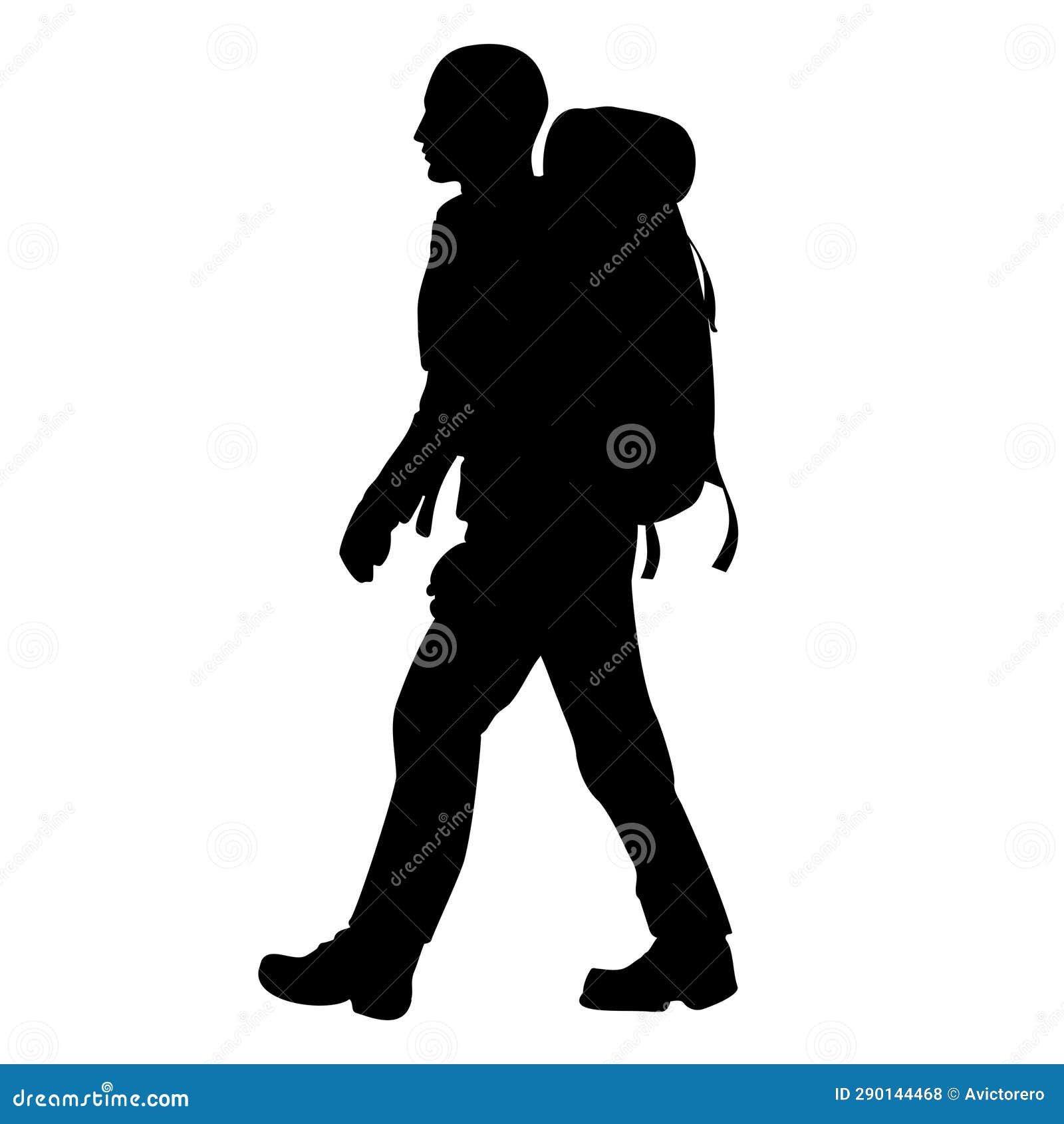 Adventure Man Backpacker Silhouette Stock Vector - Illustration of ...