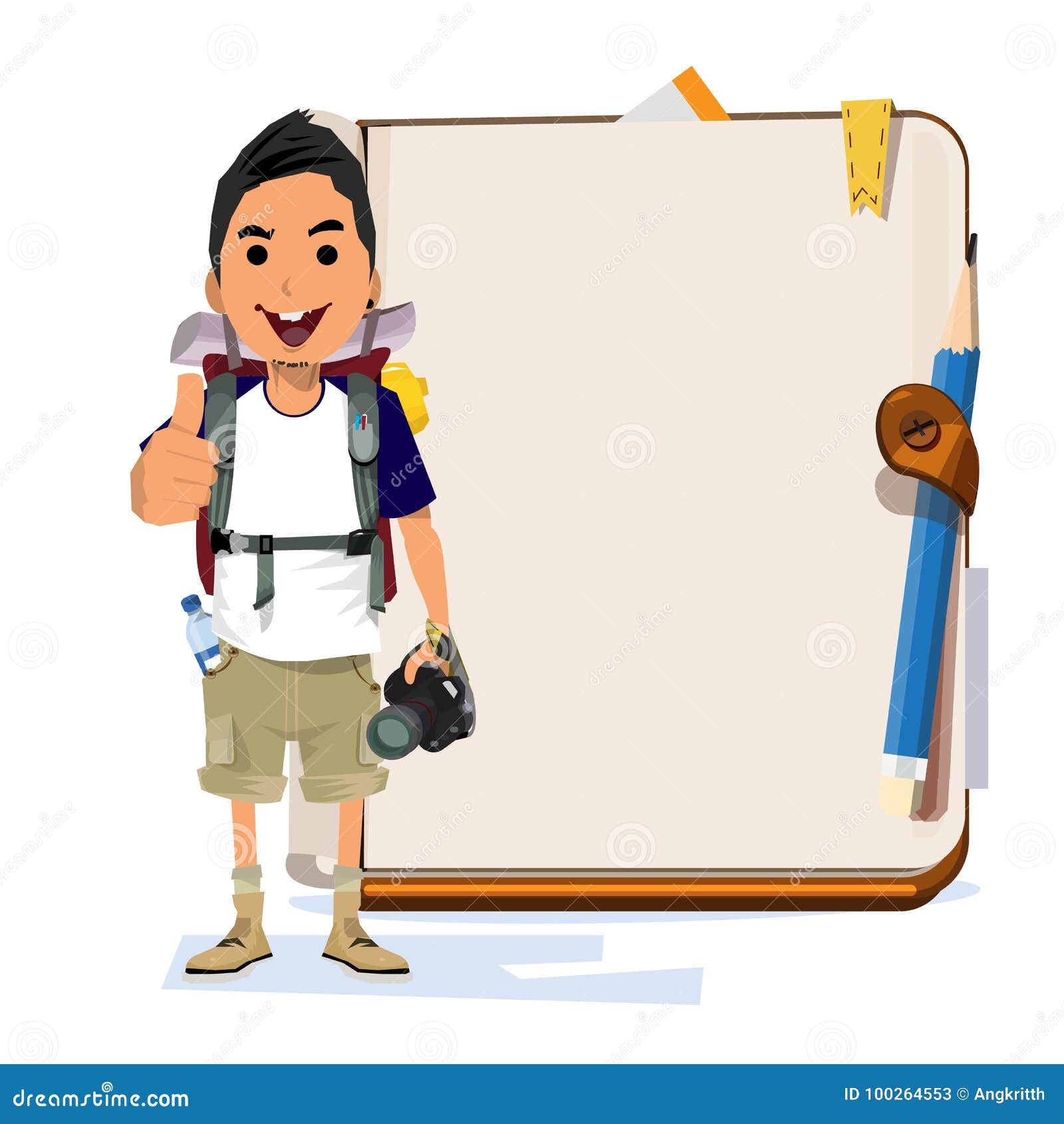 Adventure Man with Notebook for Presentation. Character Design - Stock ...