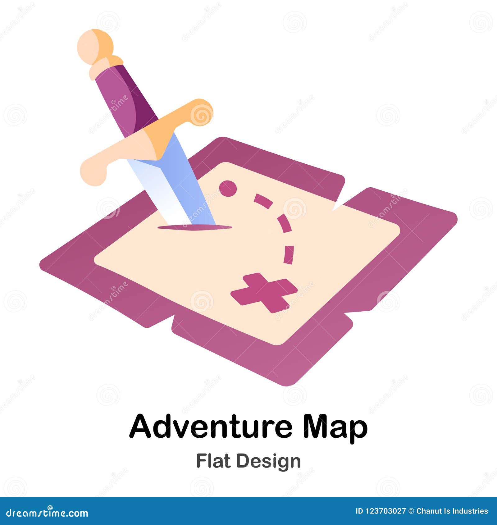 Adventure Map Flat Icon stock vector. Illustration of world - 123703027