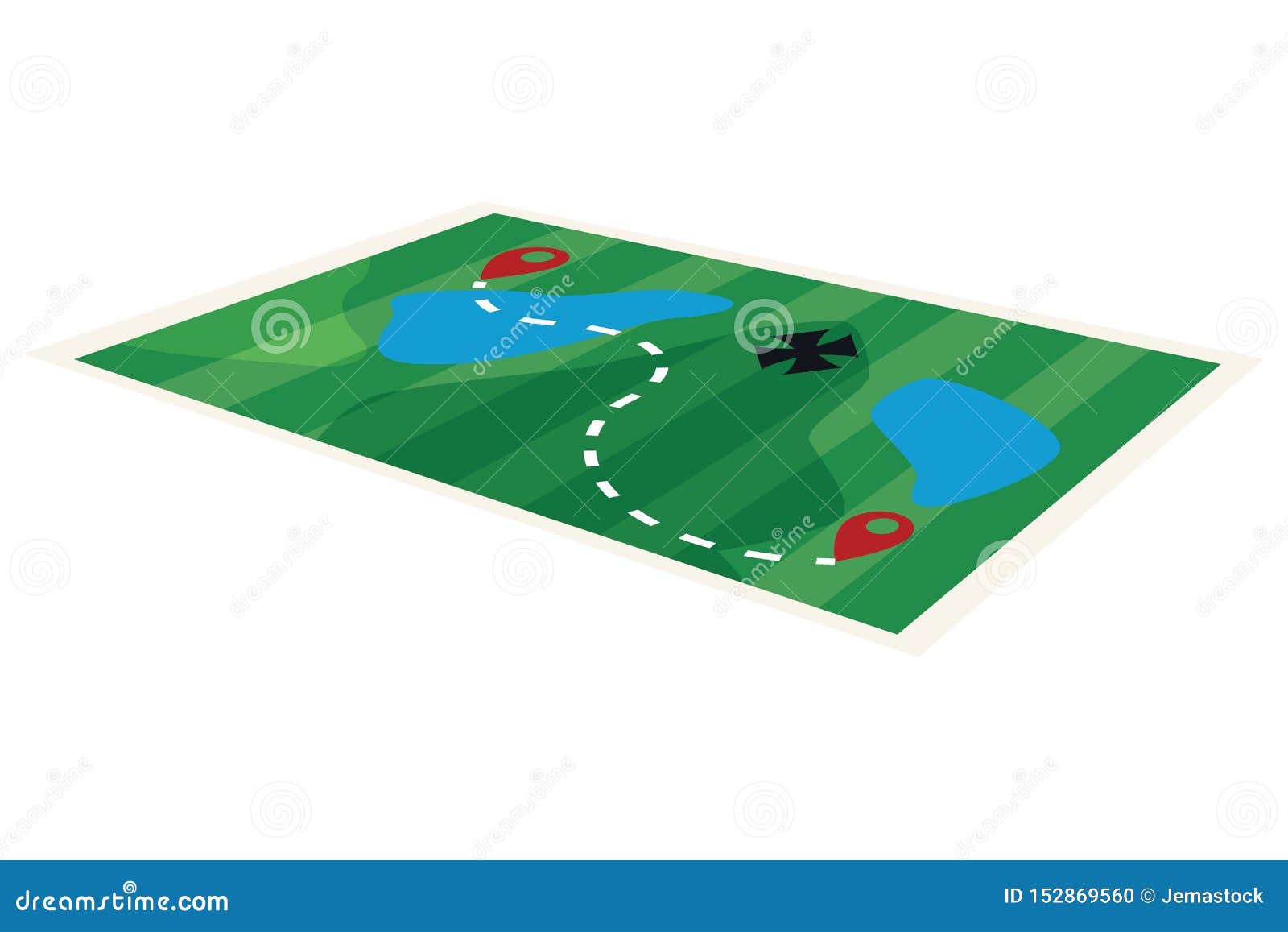 Adventure Map with Lakes and Destinations Stock Vector - Illustration ...