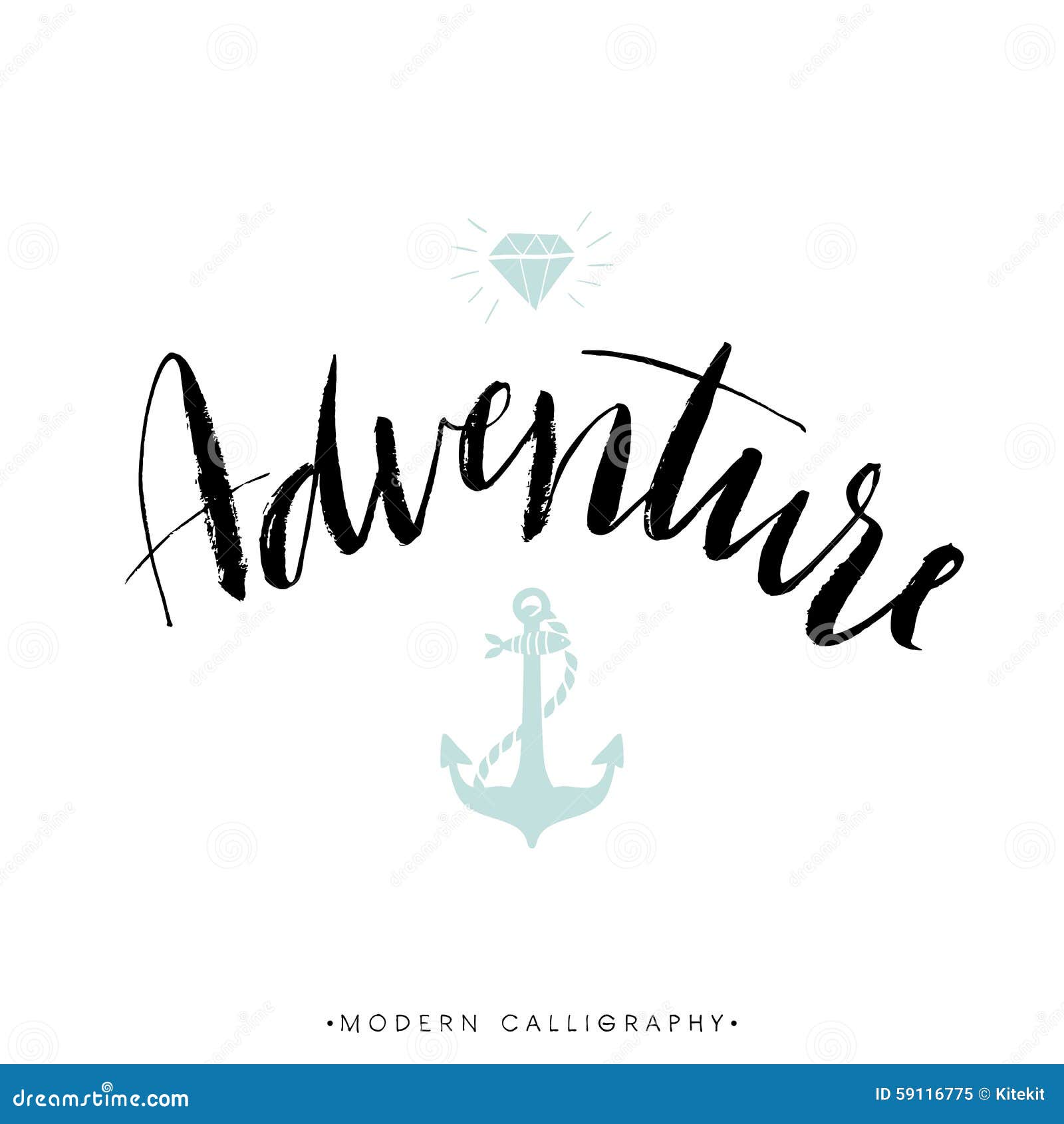 Adventure. Modern Brush Calligraphy. Handwritten Ink Lettering Stock ...