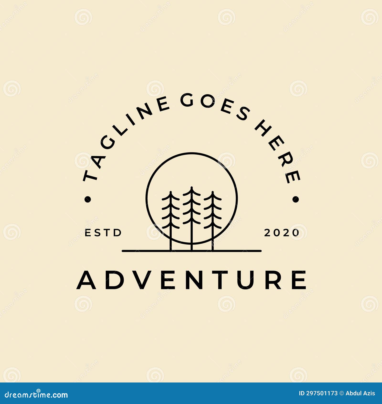 Adventure Pine Line Art Logo Design Template Stock Illustration ...