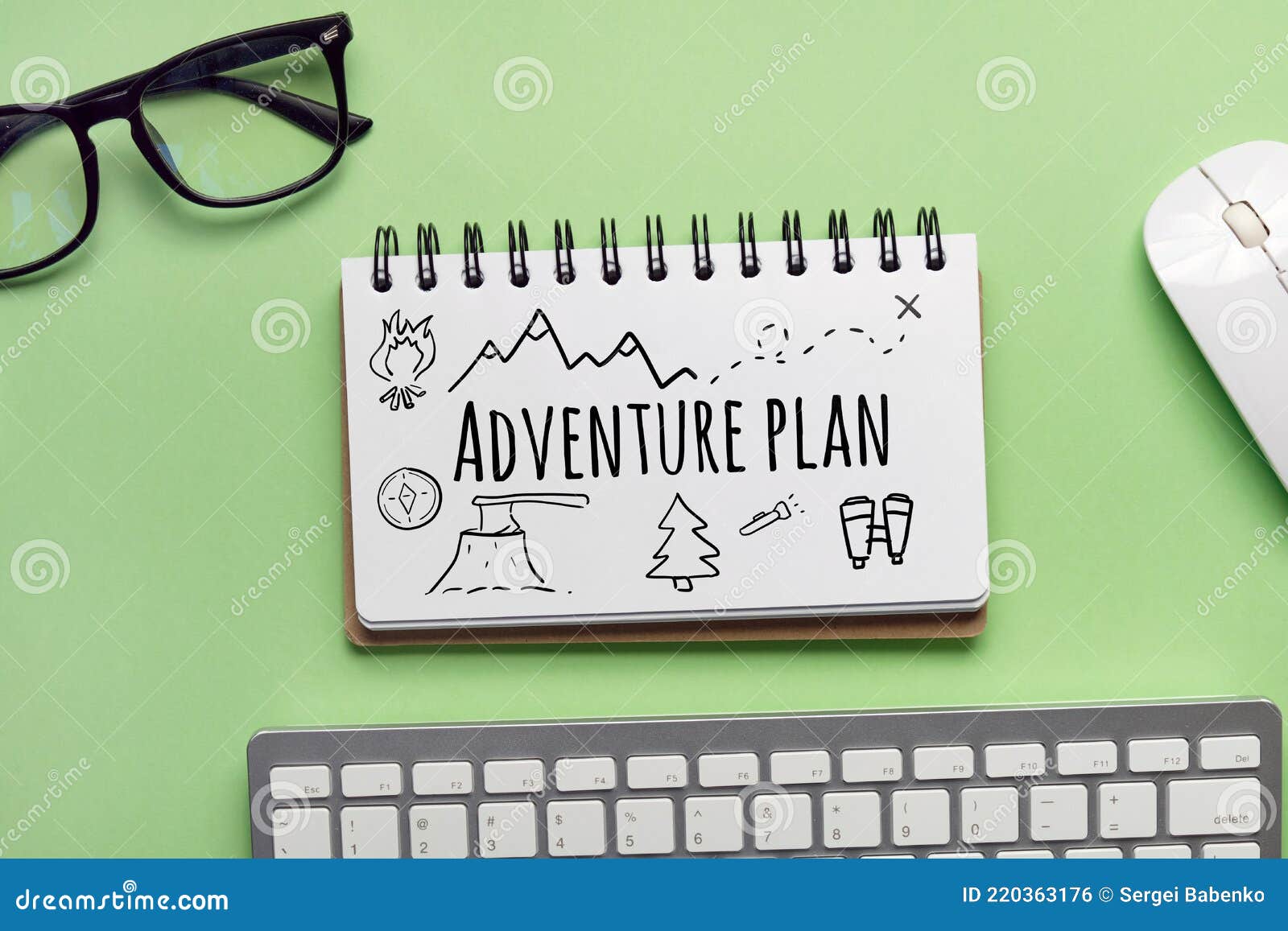 Adventure Plan Hand Drawn on a Notebook Stock Photo - Image of forest ...