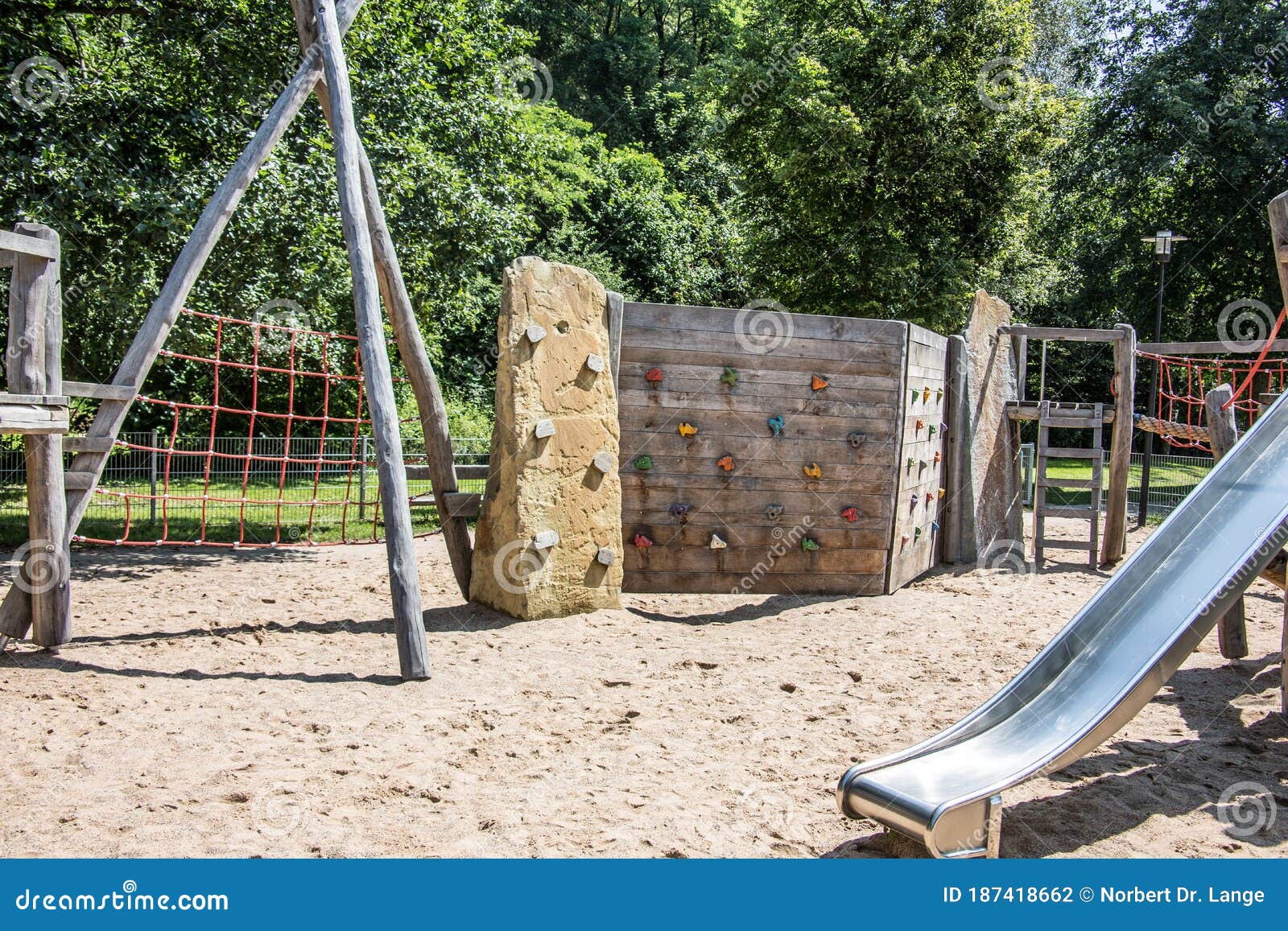 Adventure Playground for Children Stock Photo - Image of brown ...
