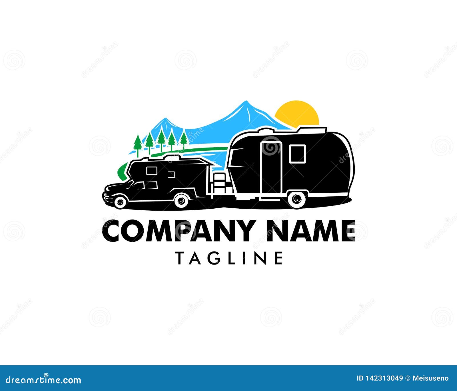 Adventure RV Camper Car Logo Designs Template Stock Vector ...