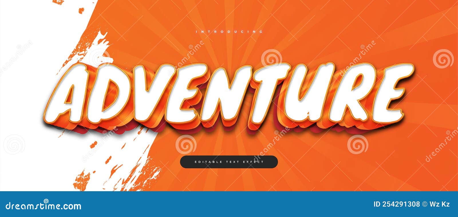 Adventure Text Style in 3D White and Orange Effect Stock Vector ...