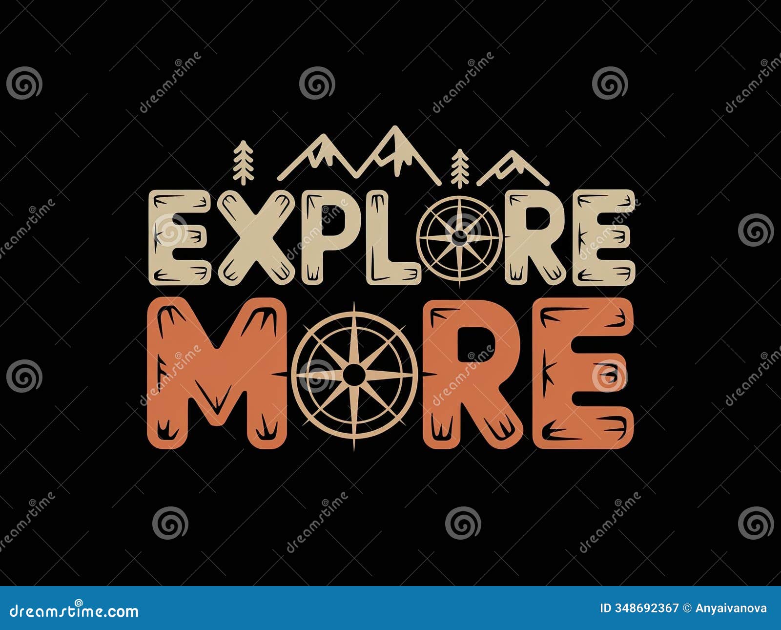 Adventure-themed Exploration Typography with Mountain and Compass ...
