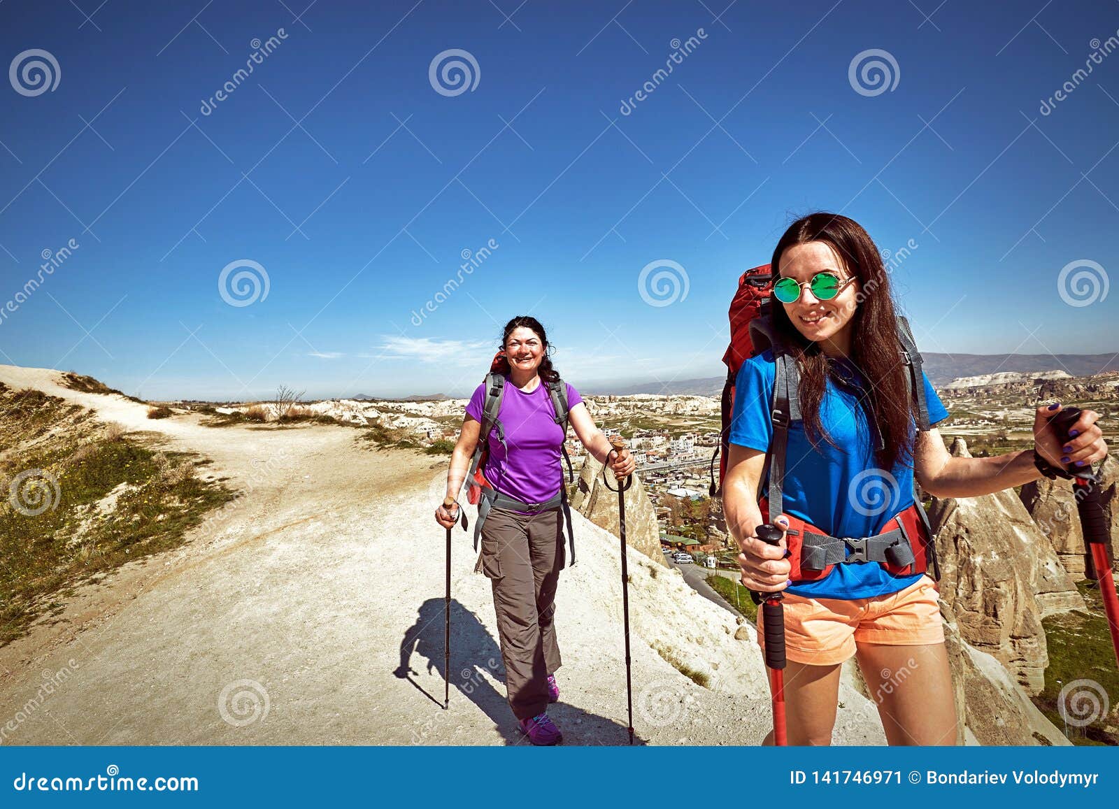 Adventure Trekking in the Mountains with a Backpack and Tent Stock ...