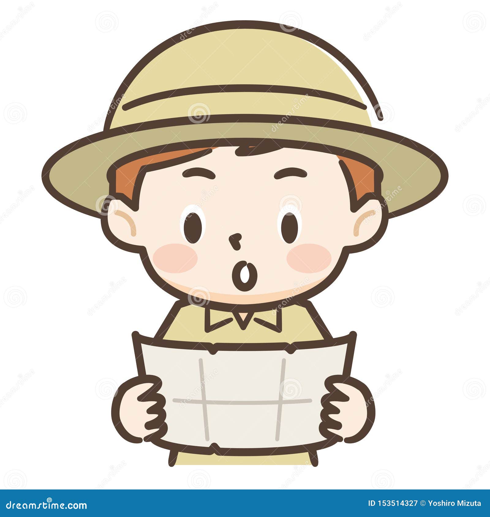 Adventurer Boy Looking at a Map Stock Vector - Illustration of male ...