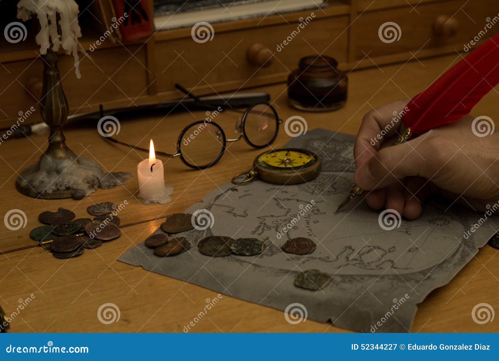 Adventurer Drawing A Map Stock Image | CartoonDealer.com #52668373