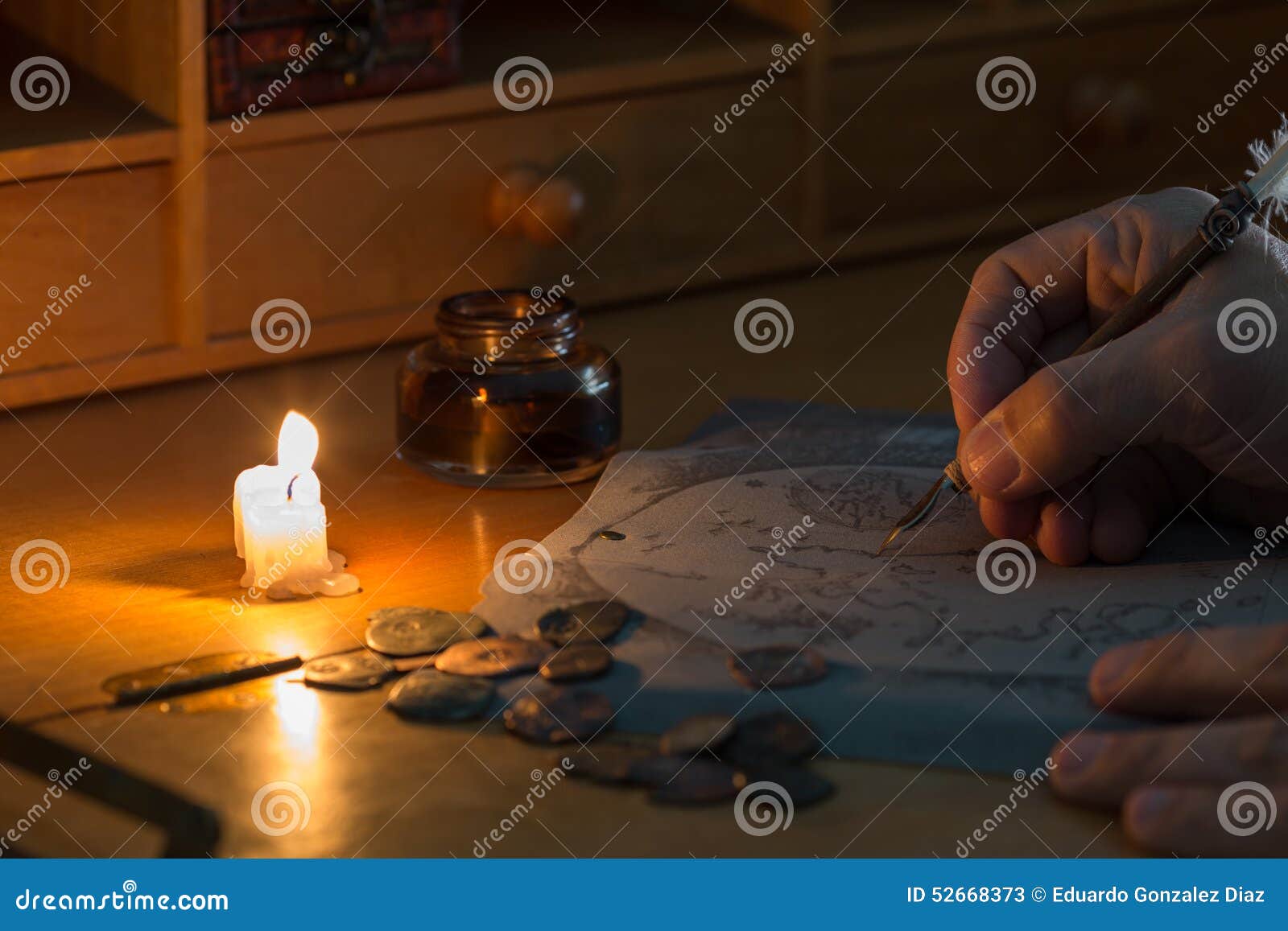 Adventurer Drawing A Map Stock Image | CartoonDealer.com #52668373