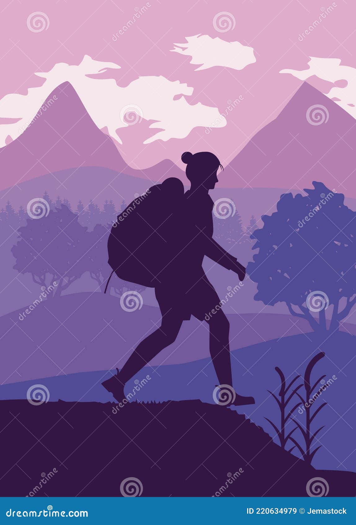 Adventurer with Backpack Scene Stock Vector - Illustration of ...