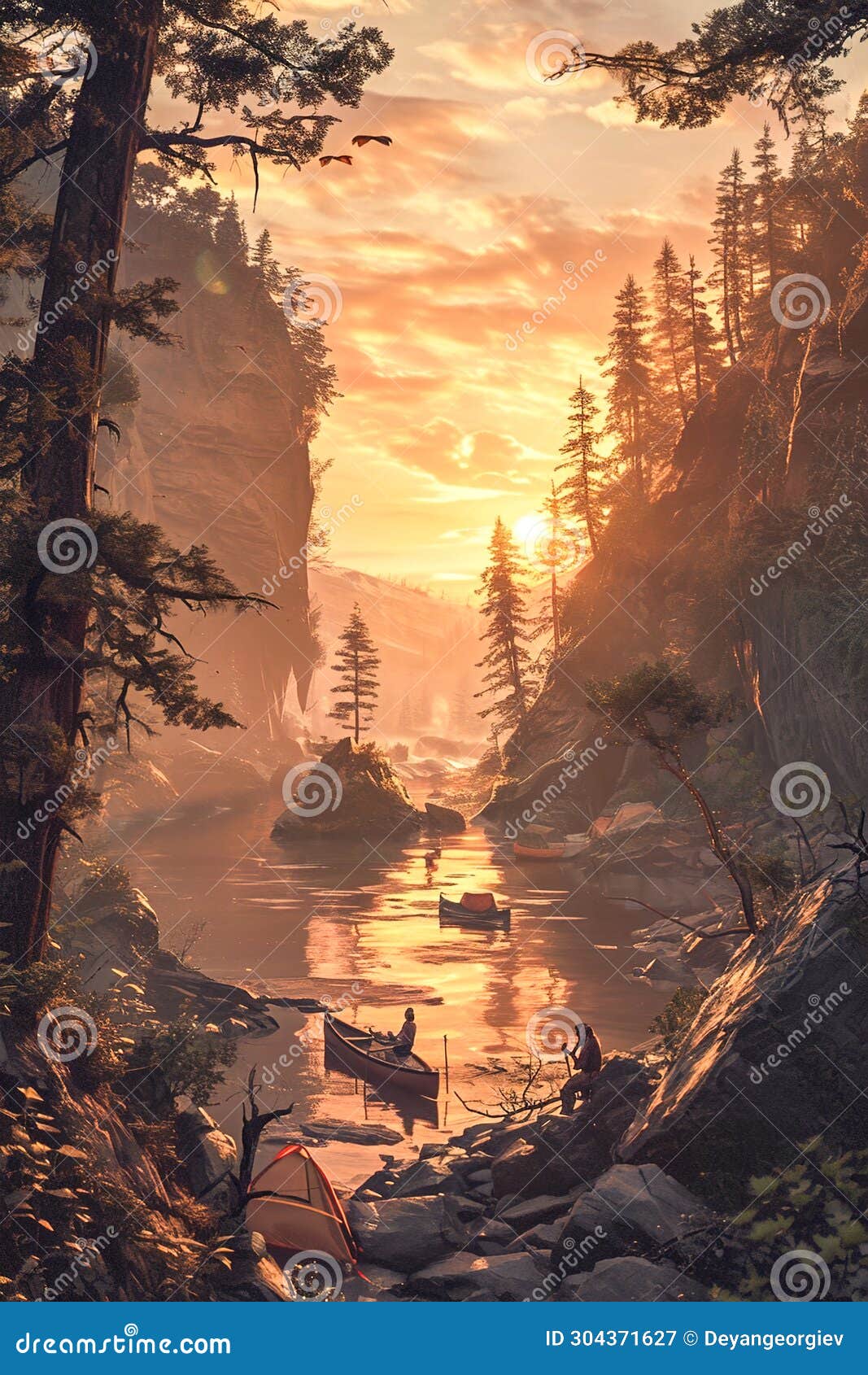 Adventurers Camping in Scenic Wilderness Locations in Mountain. Stock ...