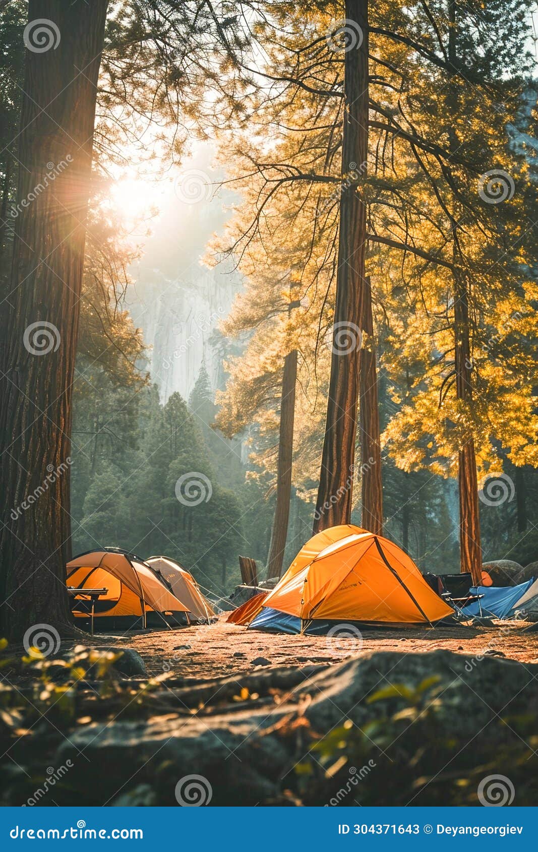 Adventurers Camping in Scenic Wilderness Locations in Mountain. Stock ...