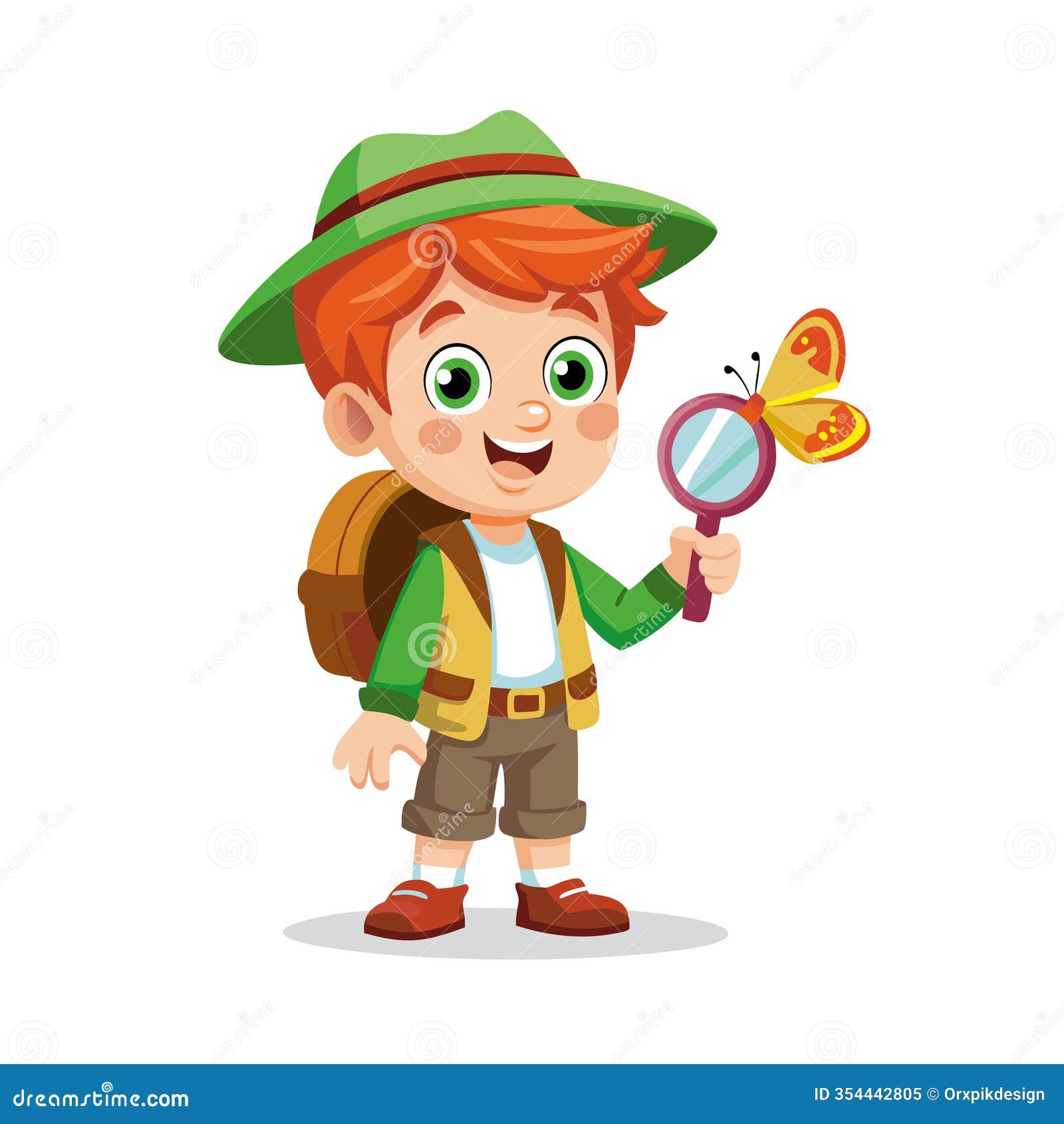 Adventurous Cartoon Boy With Telescope | CartoonDealer.com #354817627
