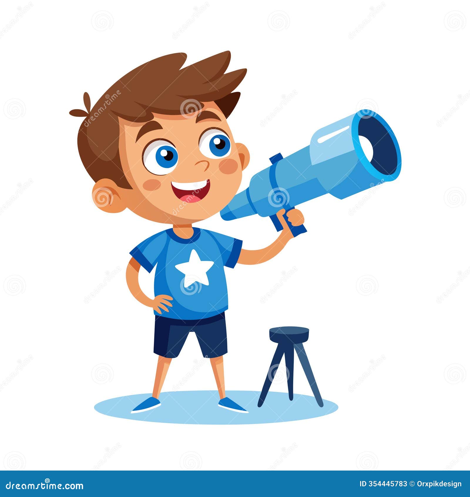 Adventurous Cartoon Boy with Telescope Stock Illustration ...