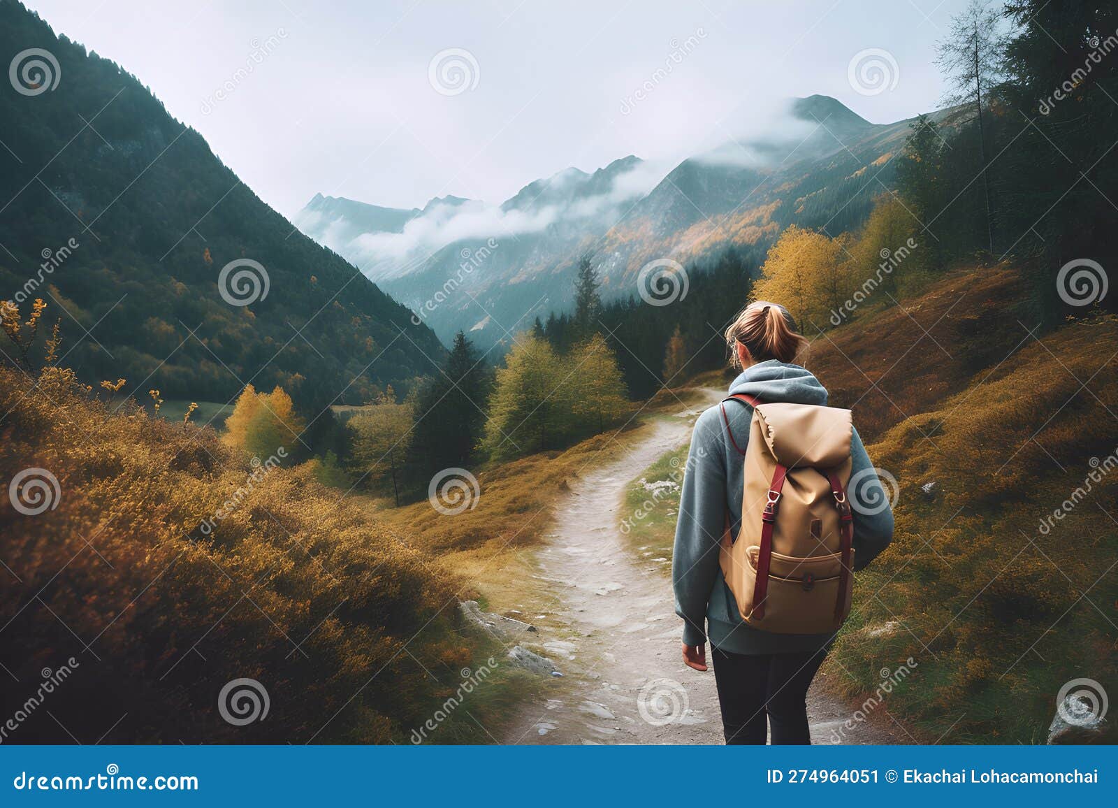 Adventurous Climber Trekking To Conquer the Mountain Peak. Generative ...