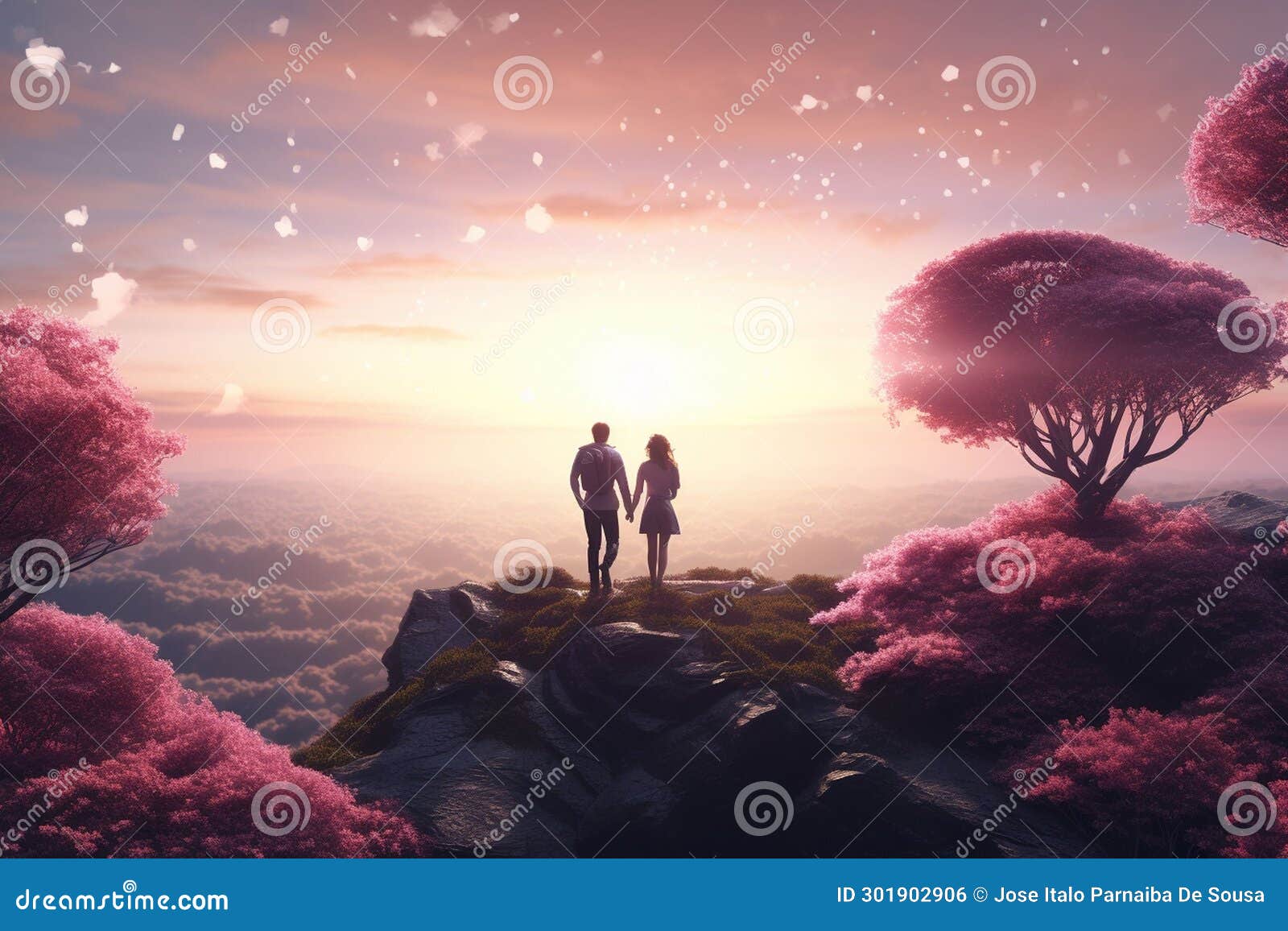 Adventurous Couples Exploring Nature on Stock Illustration ...
