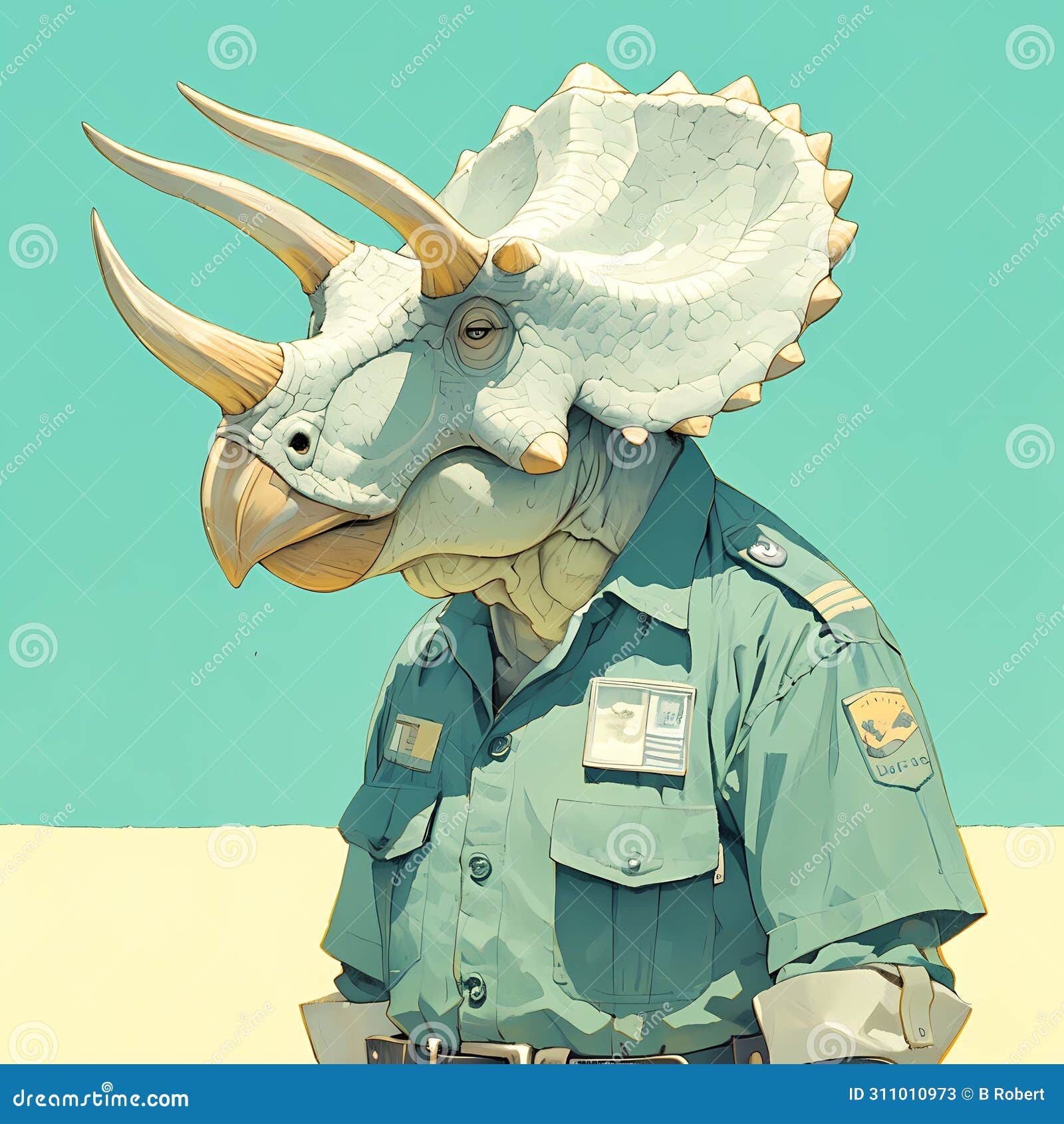 Adventurous Dinosaur Ranger in Action! Stock Illustration ...