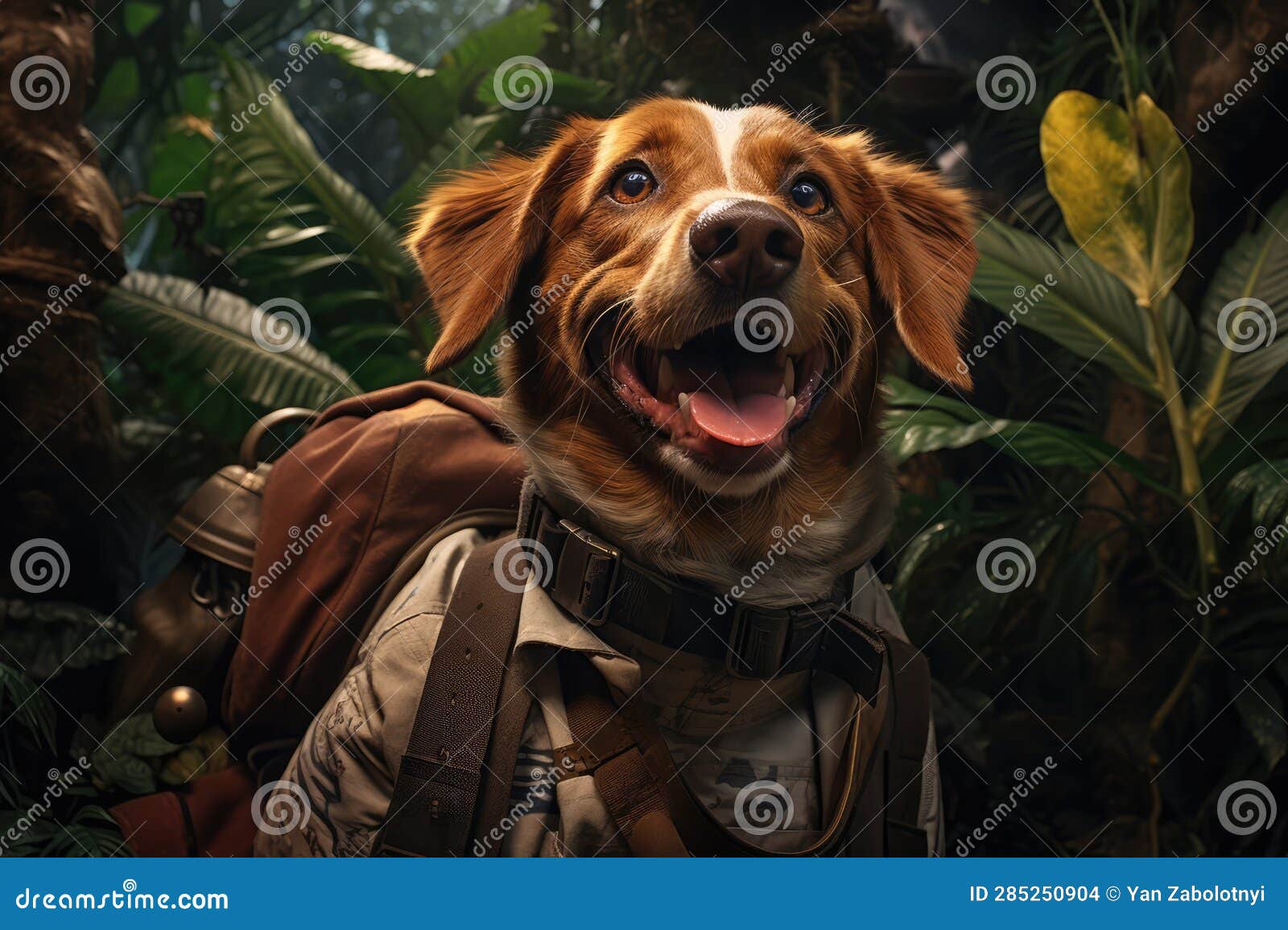Adventurous Dog Exploring the Jungle As a Safari Adventurer Stock ...
