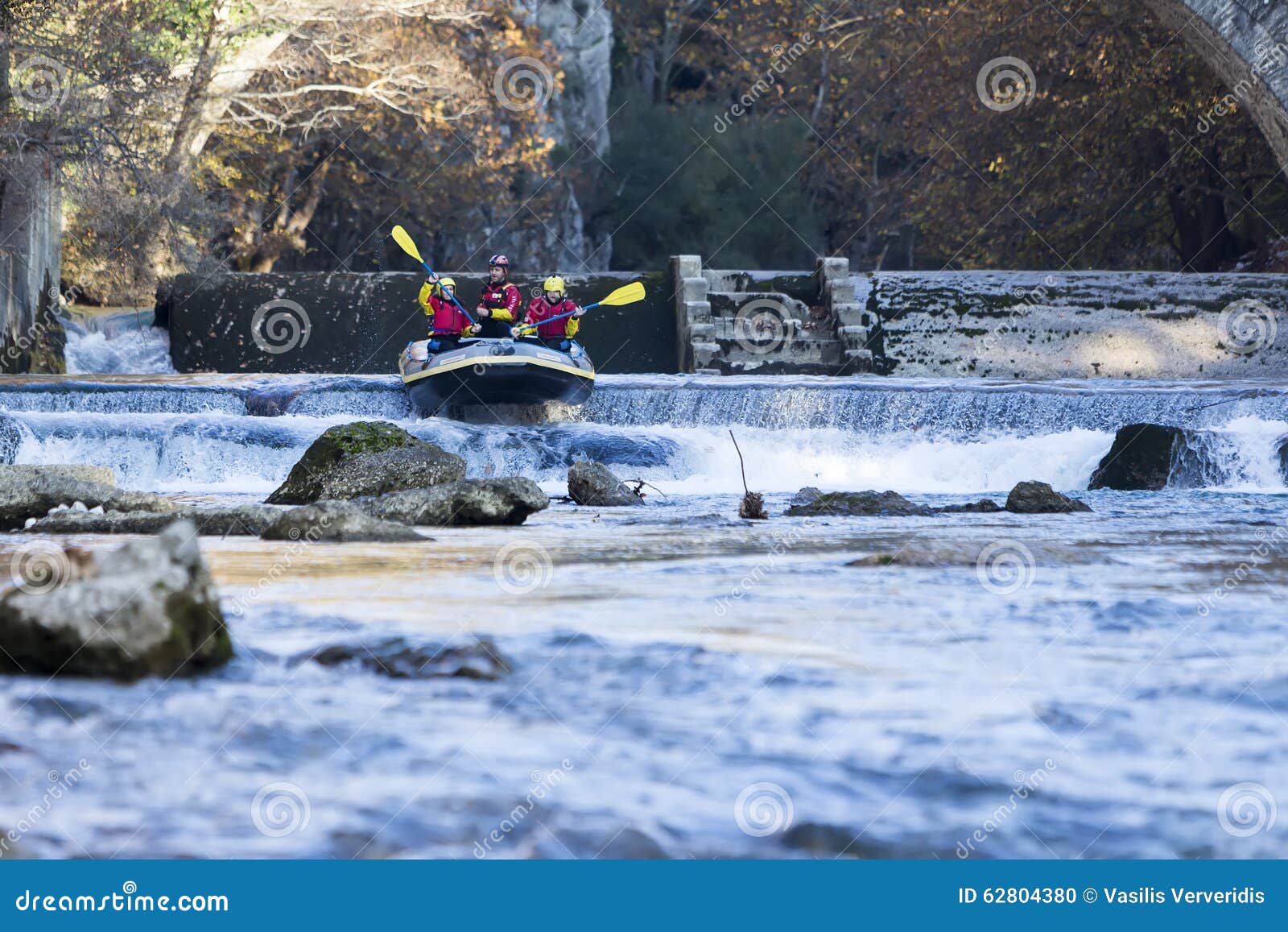 Adventurous Group Doing White Water Rafting the Rapids of River ...