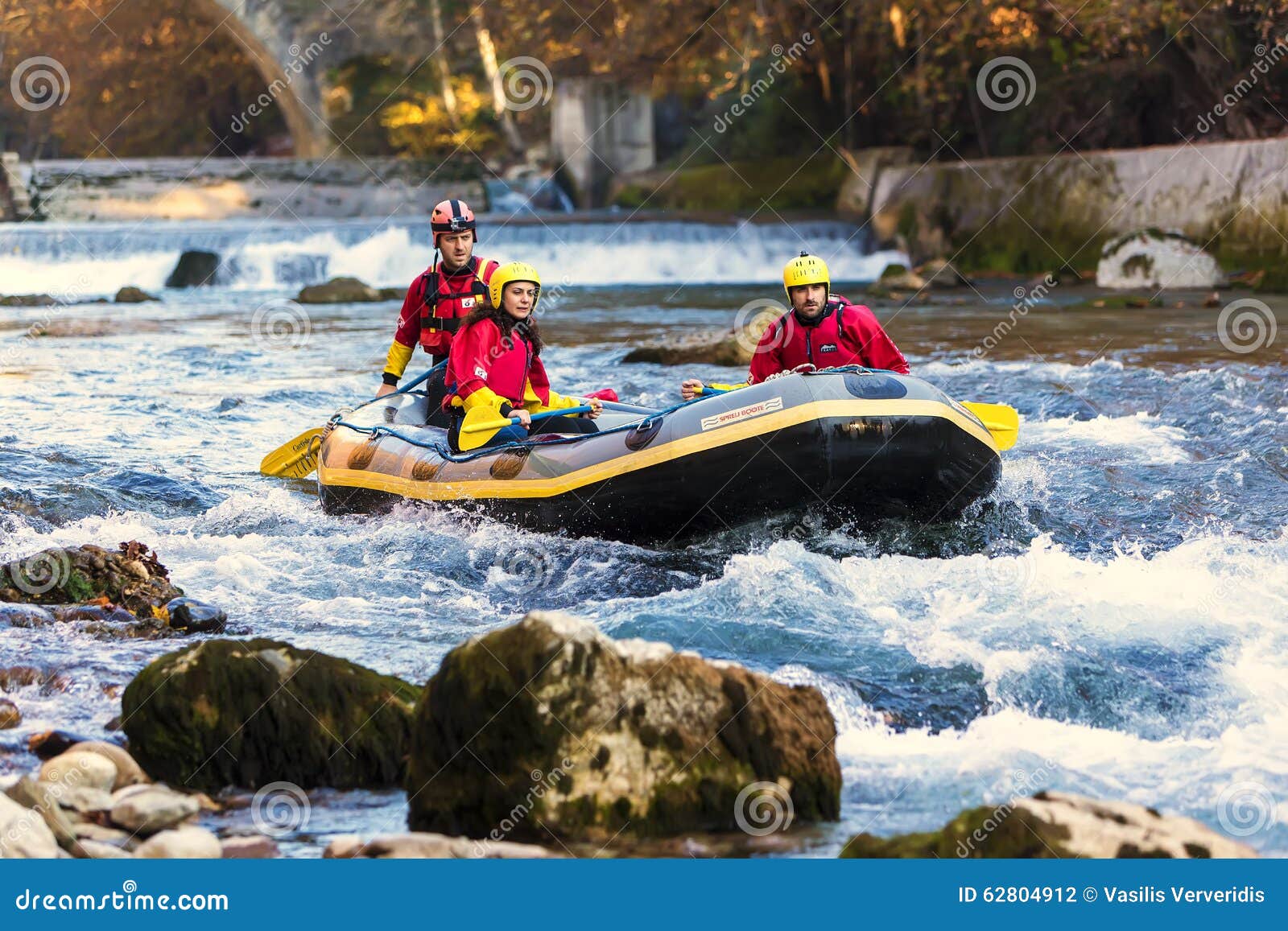 Adventurous Group Doing White Water Rafting the Rapids of River ...