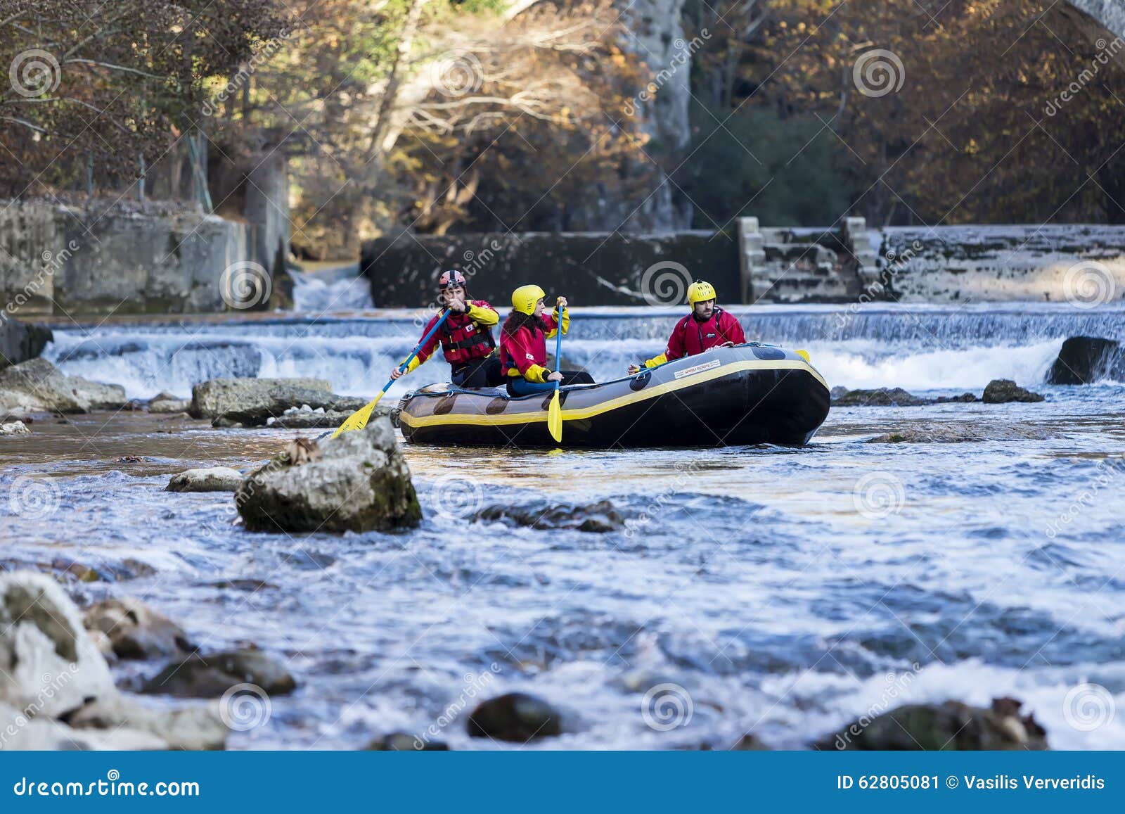 Adventurous Group Doing White Water Rafting the Rapids of River ...