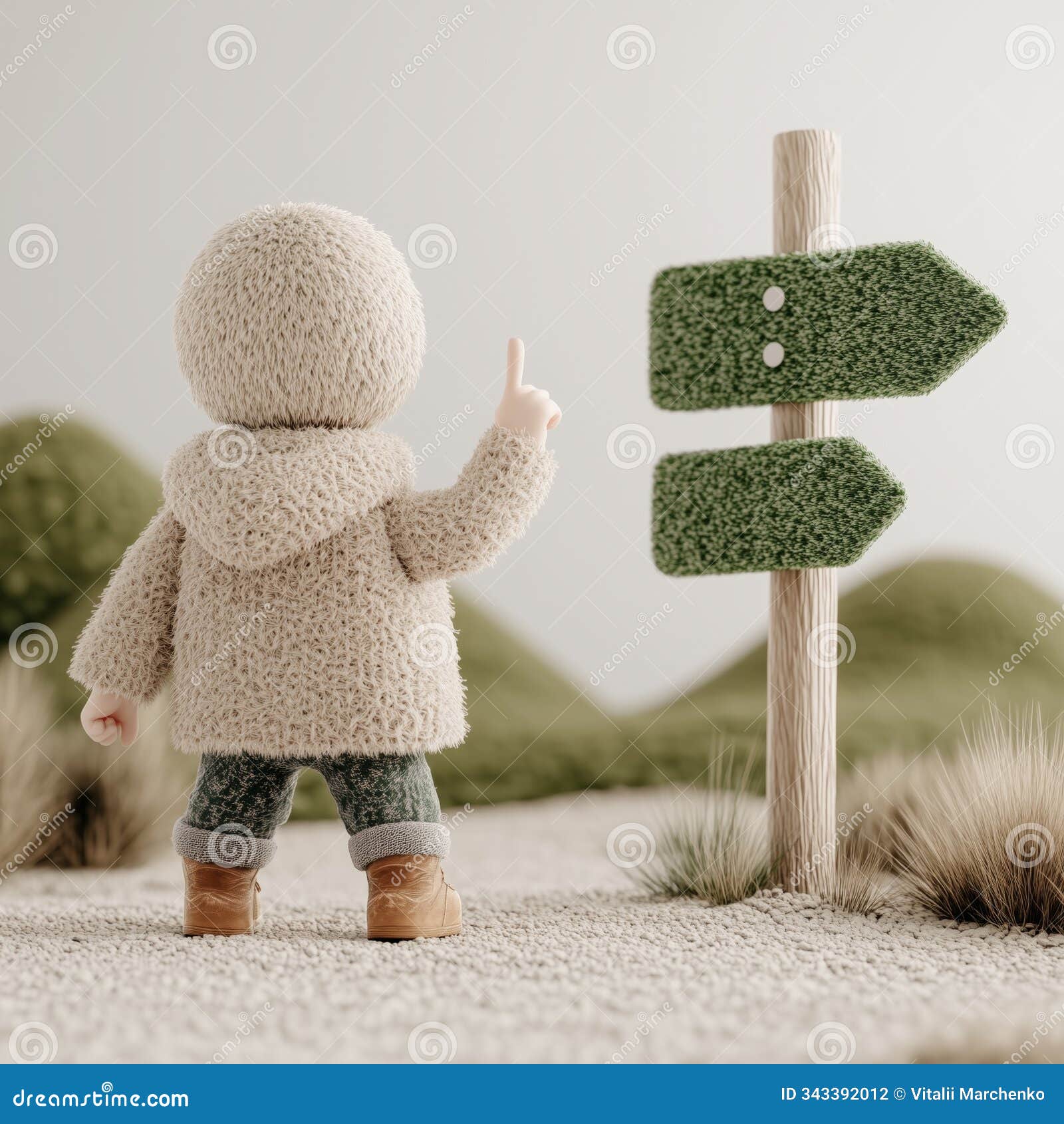 Adventurous Journey Concept with Figure and Directional Signpost in ...