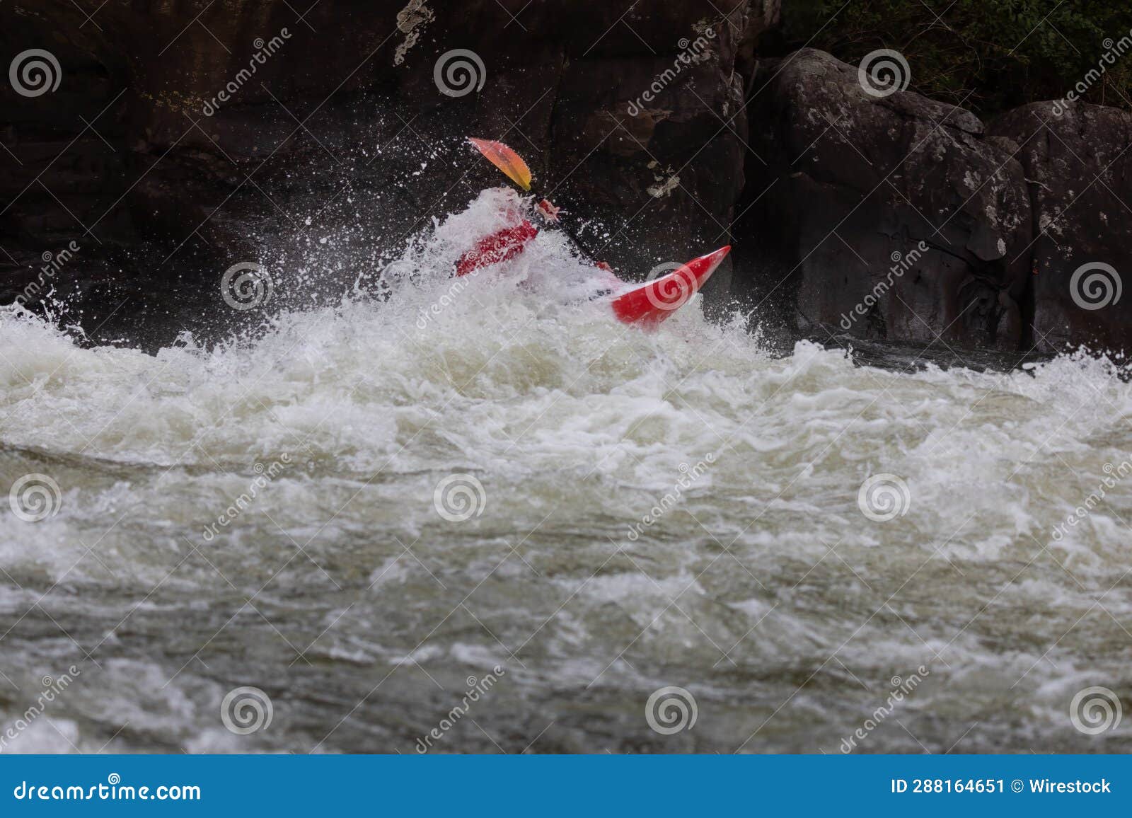 Adventurous Kayaker Navigating the Challenging Rapids of the Gauley ...