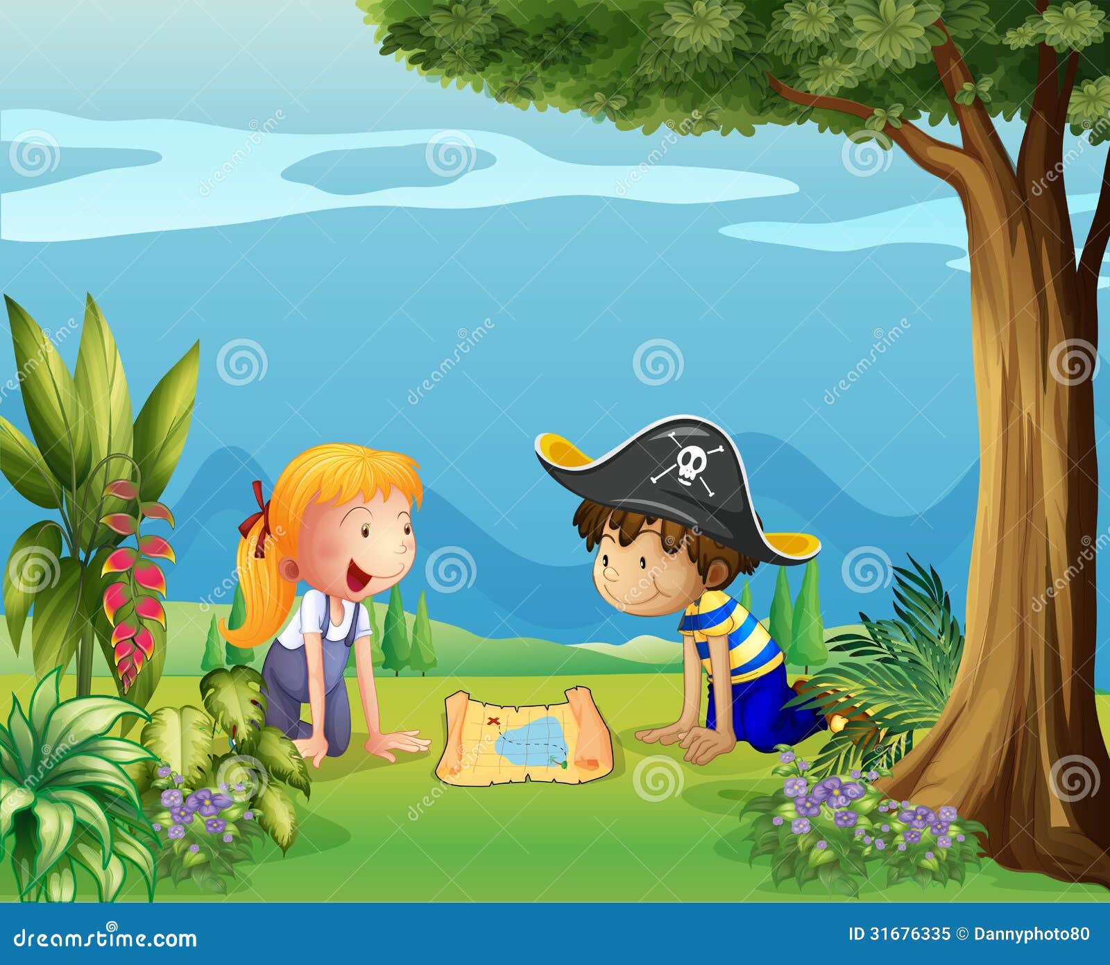 The adventurous kids stock vector. Illustration of nature - 31676335