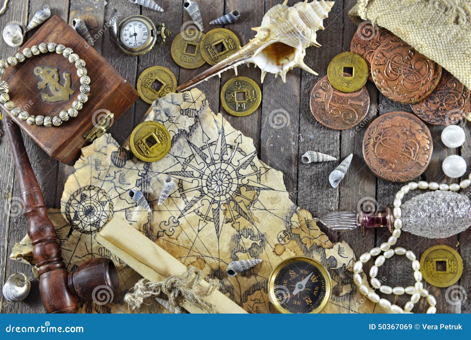 Treasure Map Compass Clock Money Stock Photos - Free & Royalty-Free ...