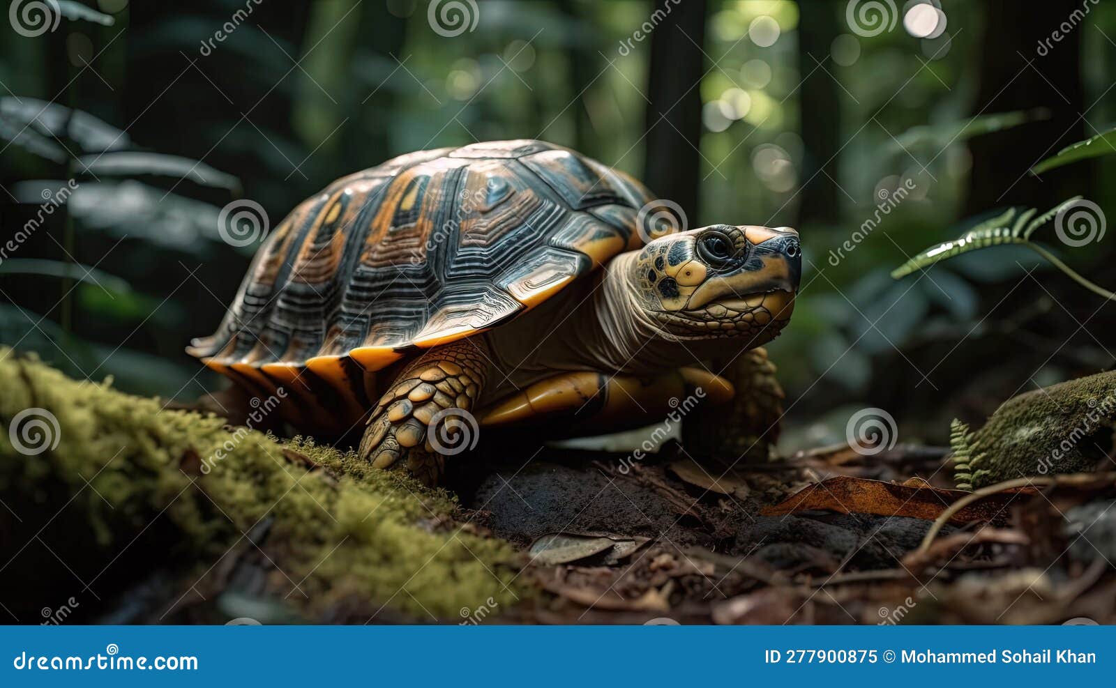 Adventurous Turtle Exploring a Lush Jungle AI Generative Stock ...