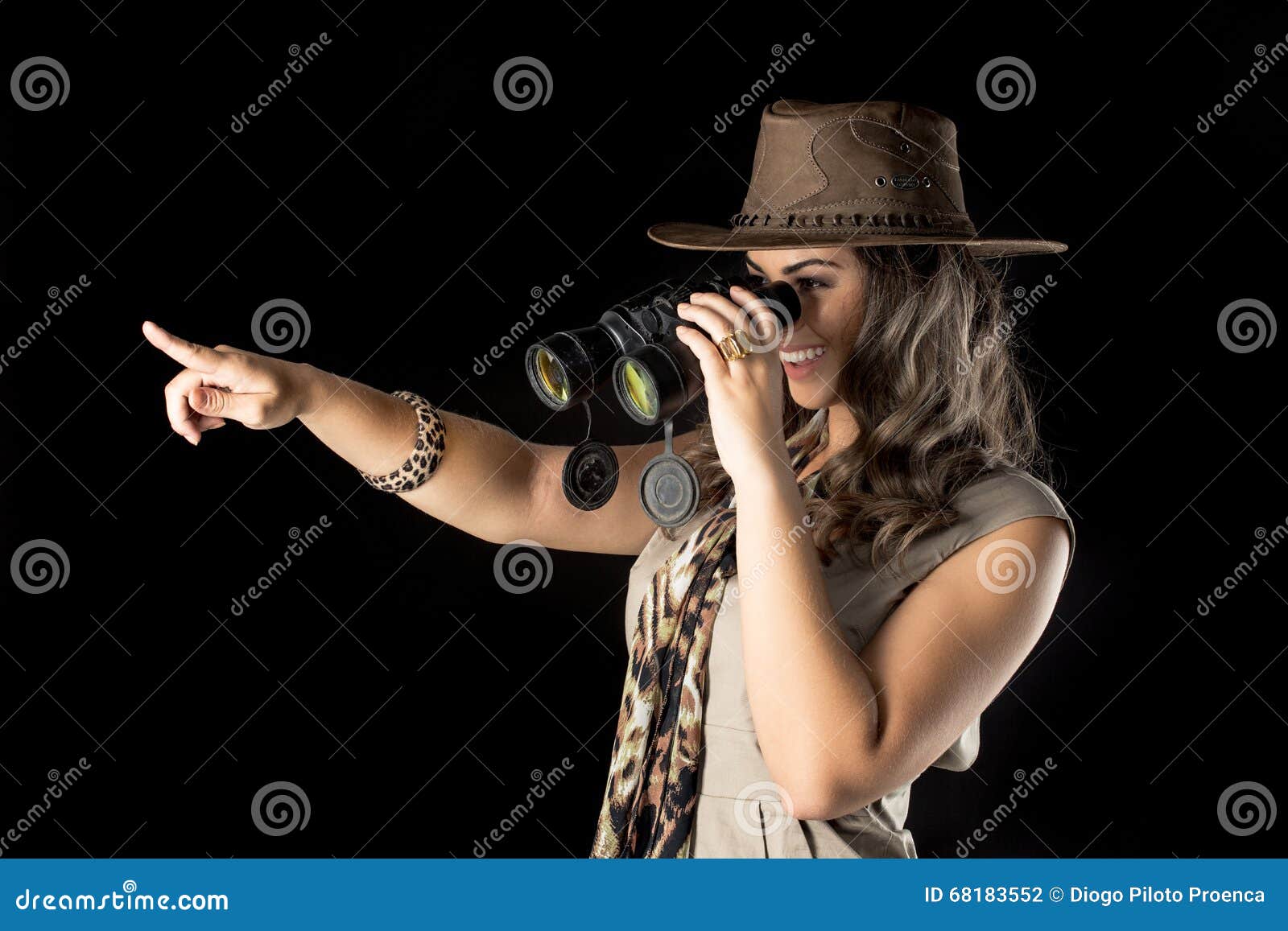 Adventurous Woman on Safari Stock Photo - Image of studio, female: 68183552
