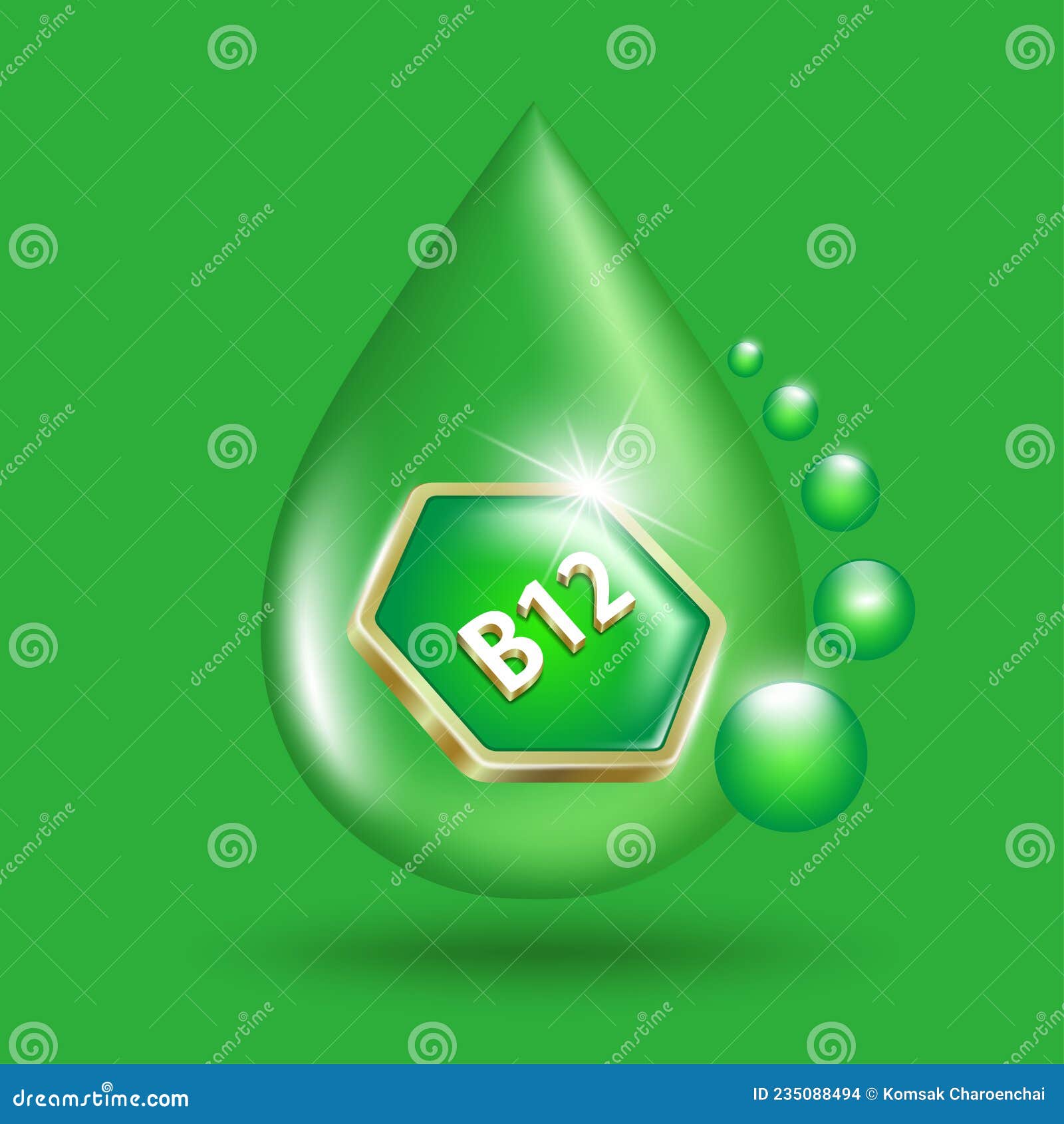 The Hexagon Shaped Green-gold Vitamin B12 Logo Badge is Placed on the ...