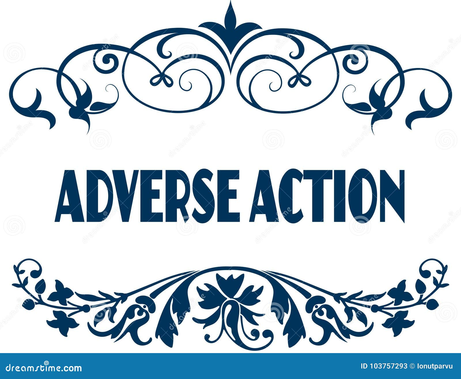 ADVERSE ACTION Text Under A Magnifying Glass On Green Background ...