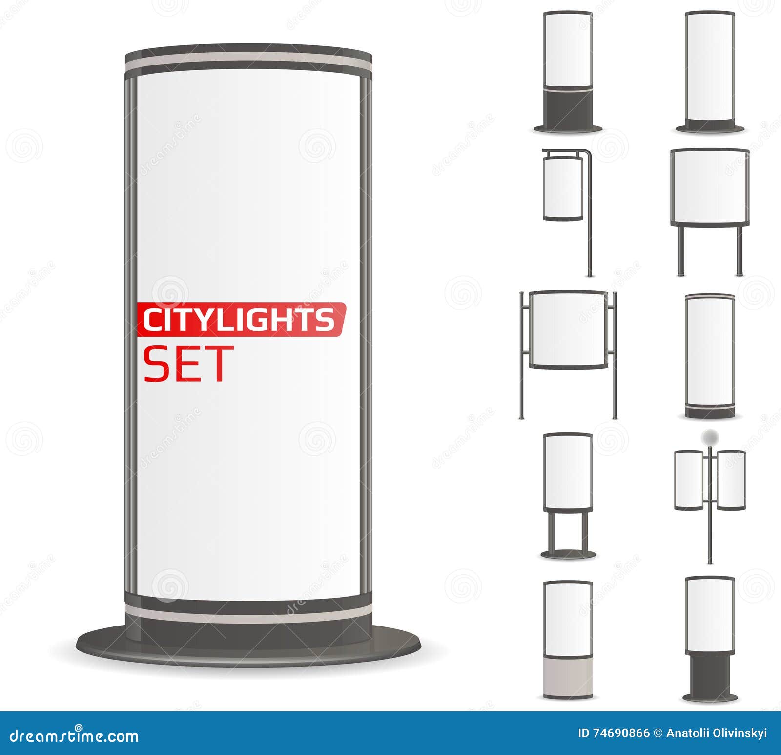 Advertise citylights set. stock vector. Illustration of promotion ...