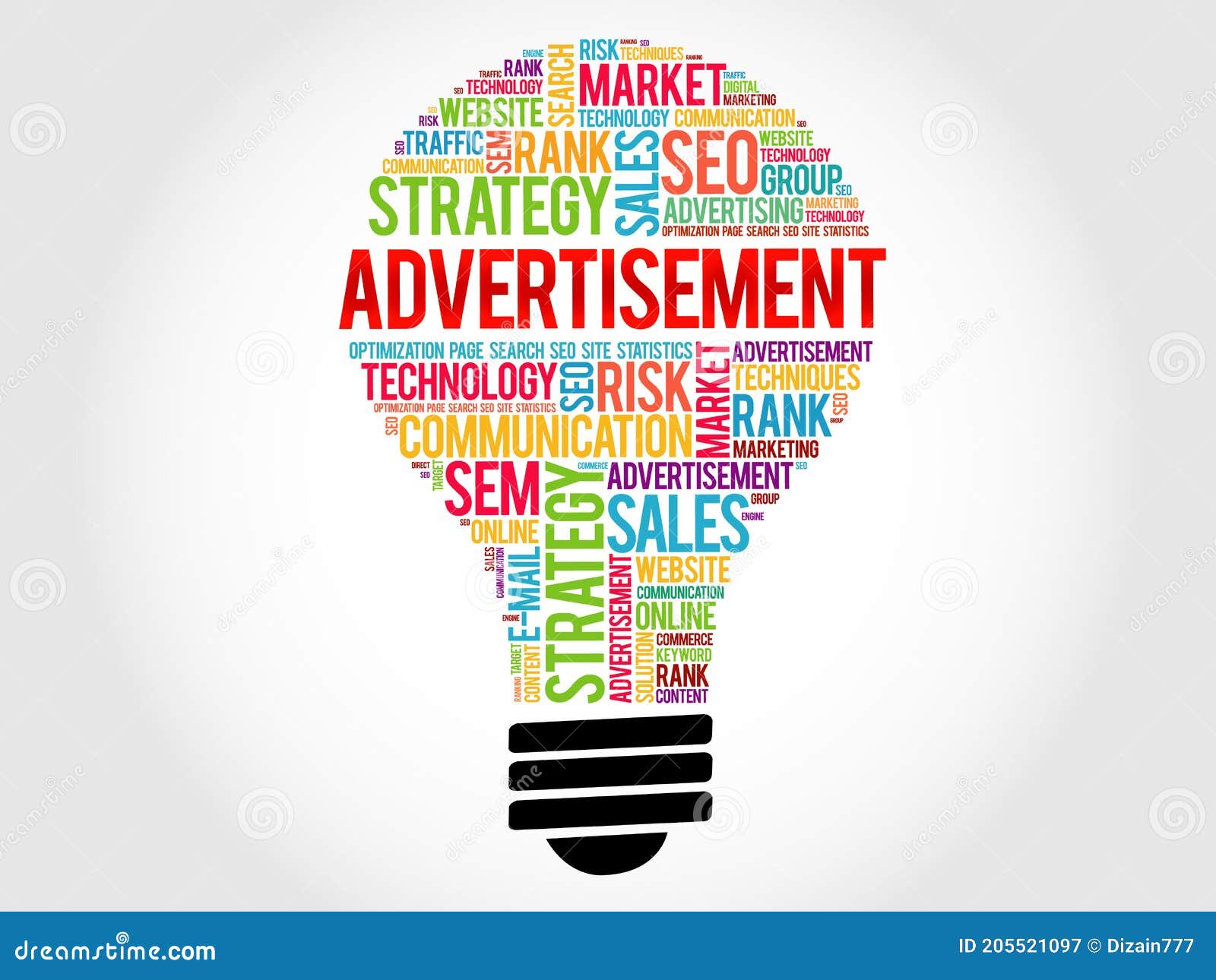 ADVERTISEMENT Bulb Word Cloud Stock Illustration - Illustration of ...