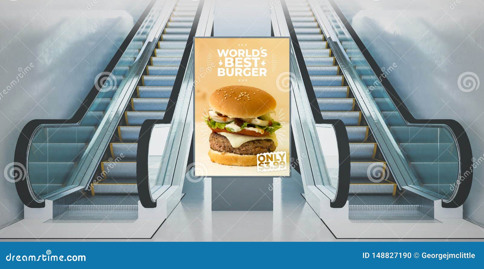 Burger Advertisement Billboard Mockup On Bus Stop Stock Photo ...