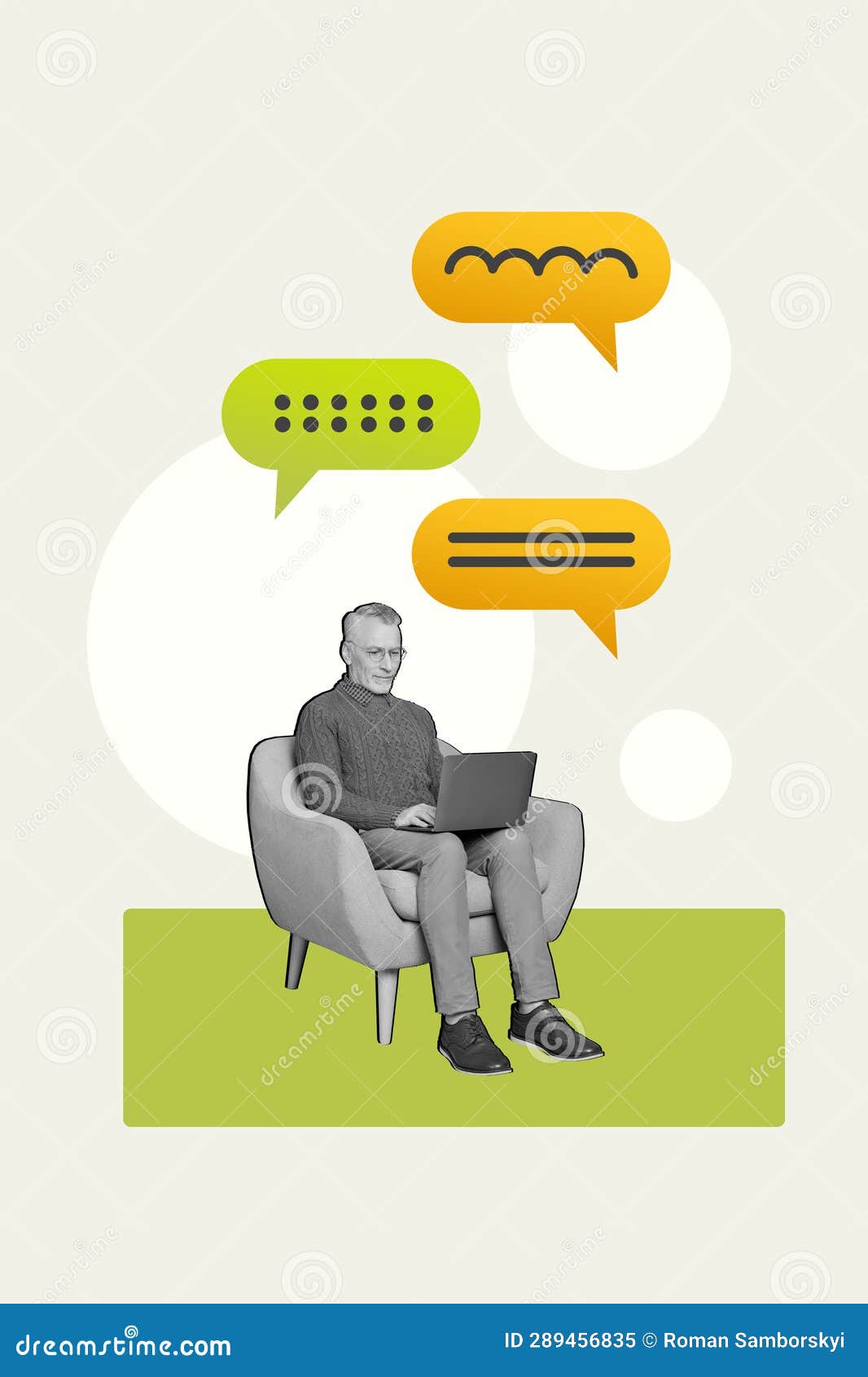 Advertisement Collage of Messenger App Chatting with Work Colleagues ...