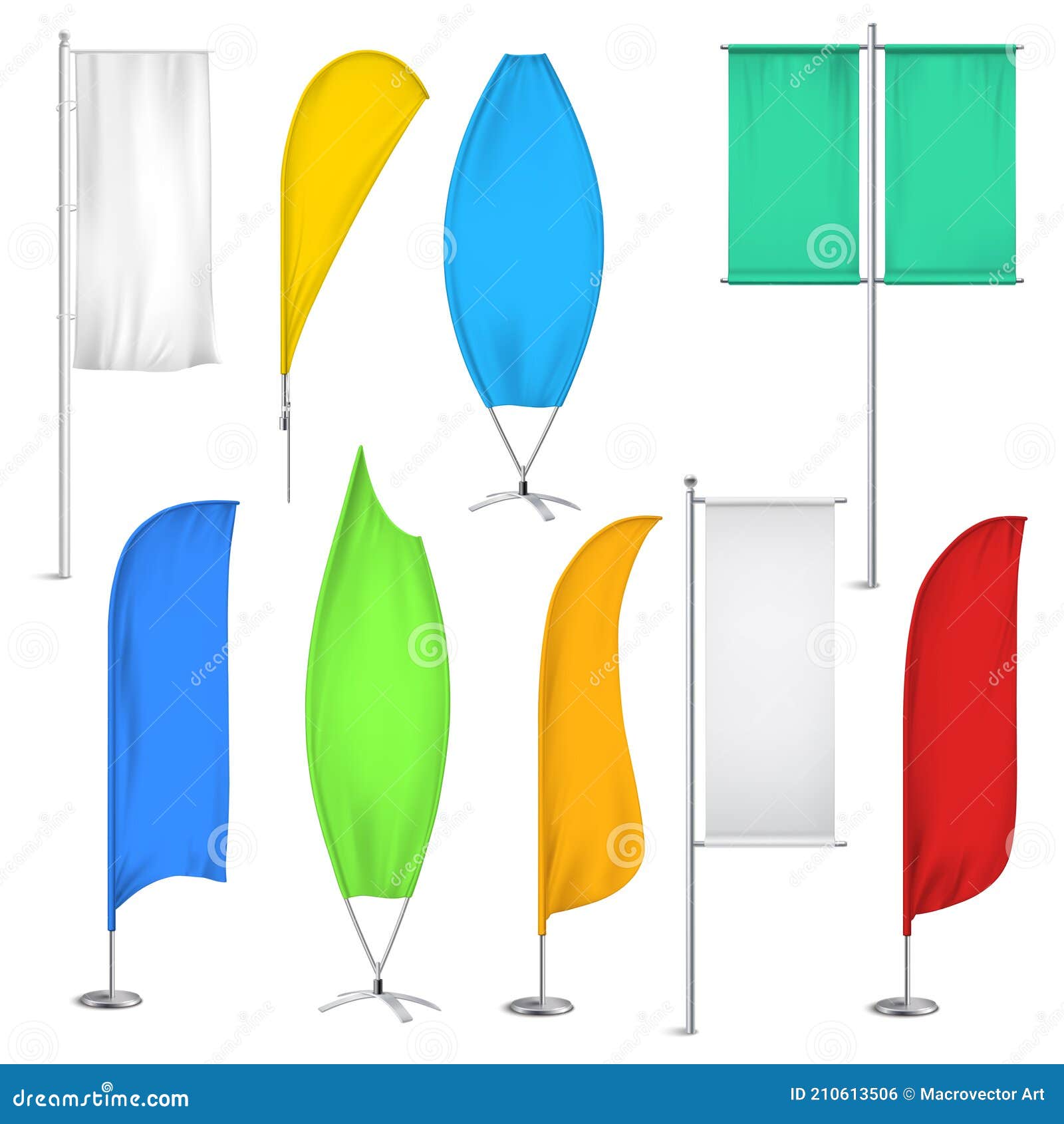 Advertisement Flags and Banners Icon Set Stock Vector - Illustration of ...