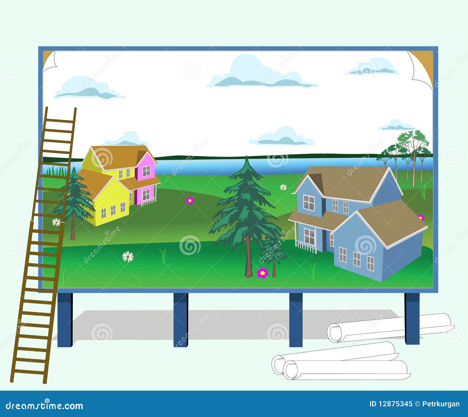 Advertisement hoarding stock vector. Illustration of rouleau - 12875345