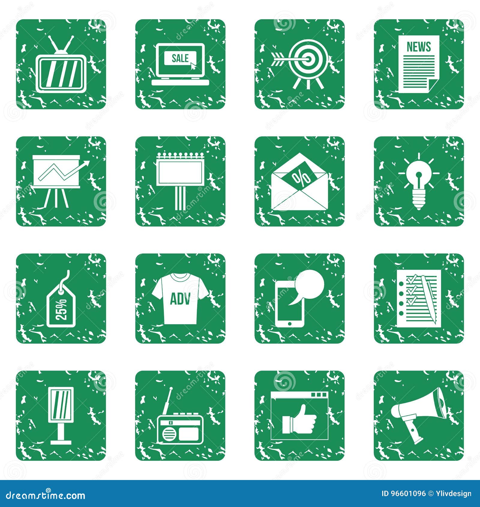 Advertisement Icons Set Grunge Stock Vector - Illustration of ...
