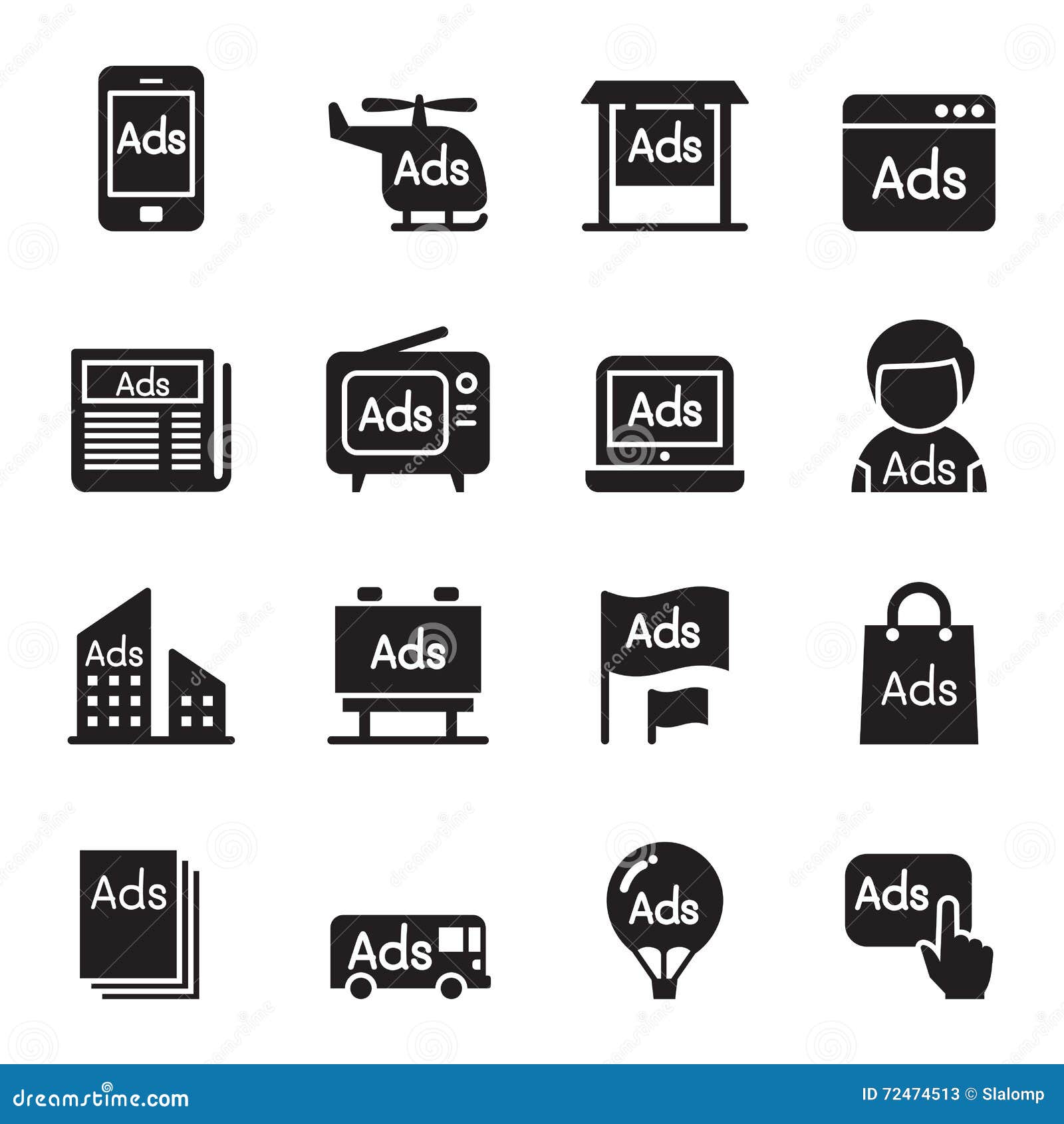 Advertisement icons stock illustration. Illustration of pictogram ...