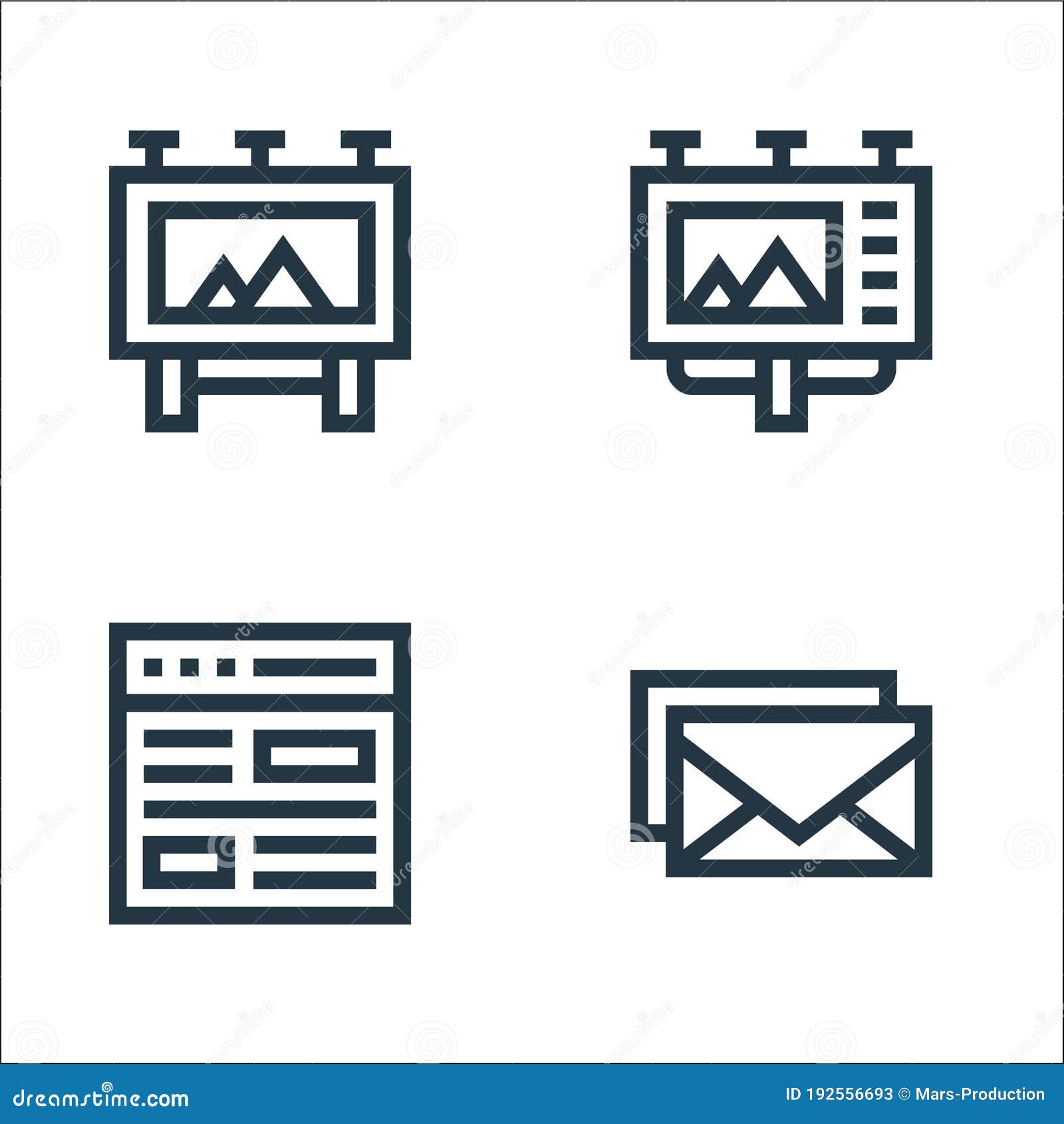 Advertisement Line Icons. Linear Set Stock Vector - Illustration of ...